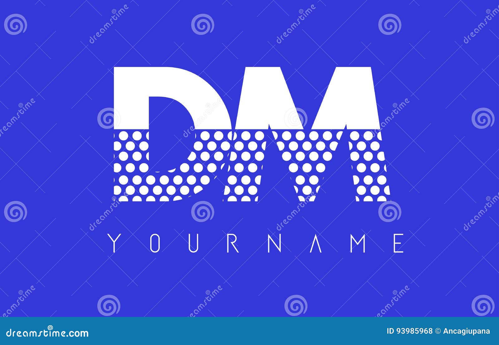 DM D M Dotted Letter Logo Design with Blue Background. Stock Vector ...