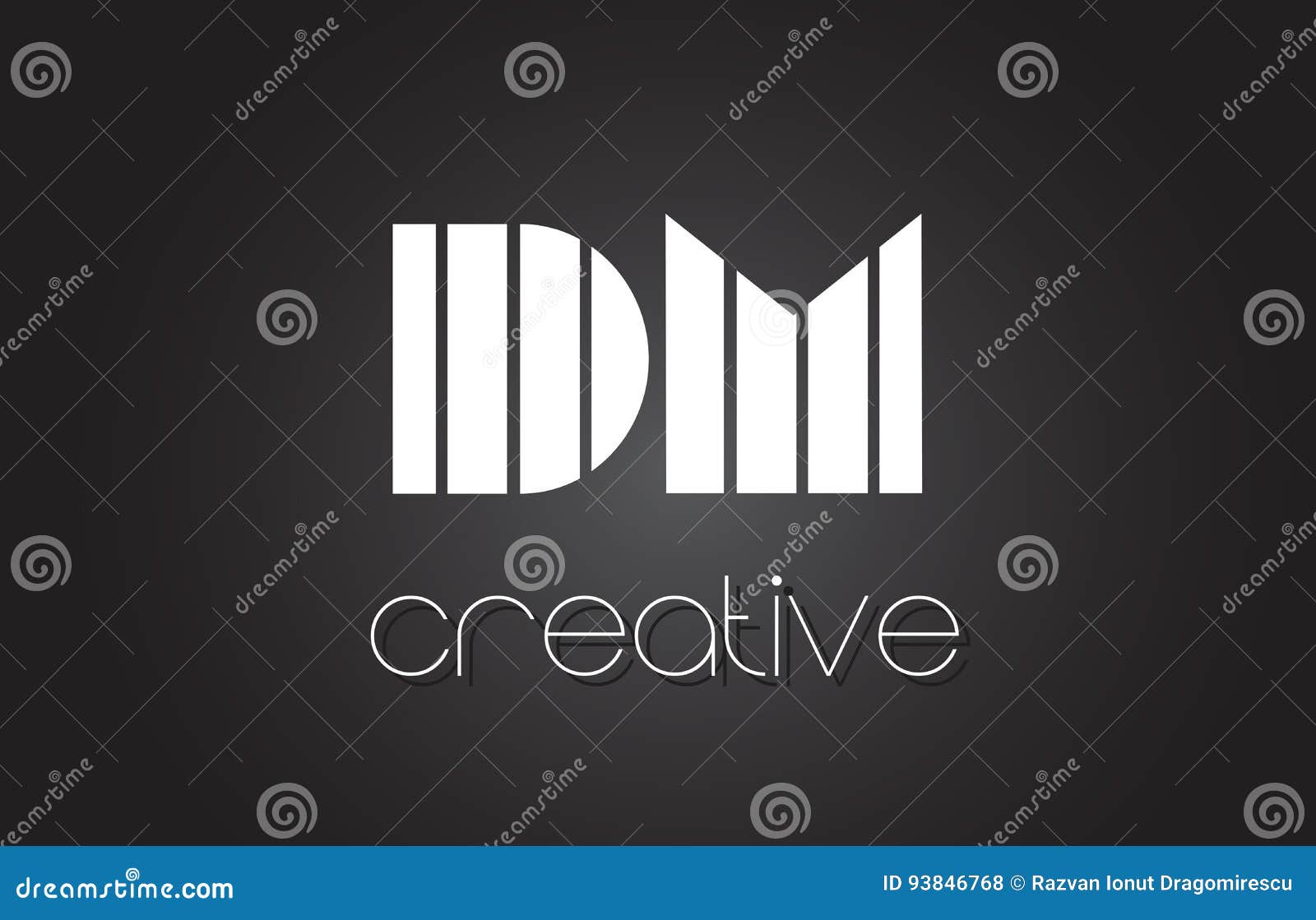 DM D M Letter Logo Design with White and Black Lines. Stock Vector ...