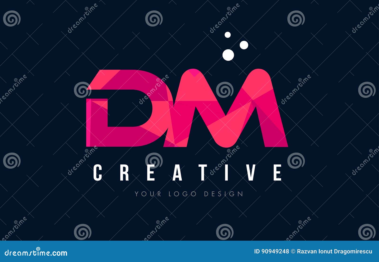 DM D M Letter Logo with Purple Low Poly Pink Triangles Concept Stock ...
