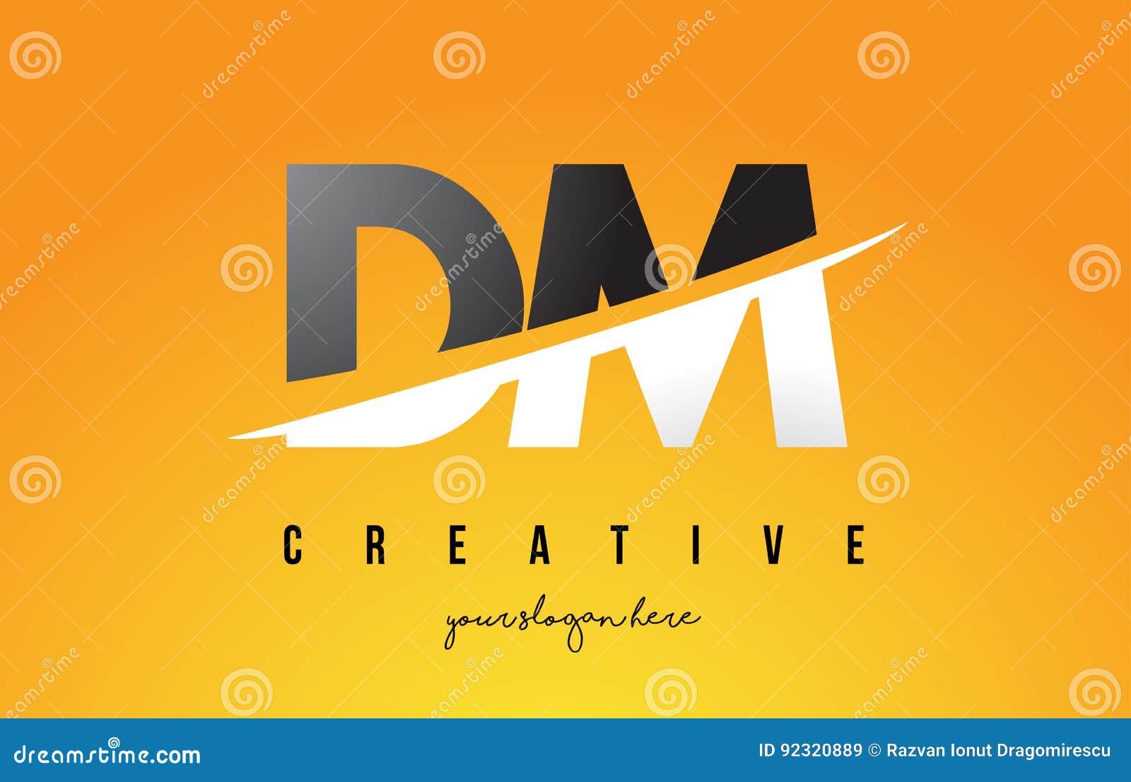 DM D M Letter Modern Logo Design Com Fundo Amarelo E Swoo Ilustração do ...