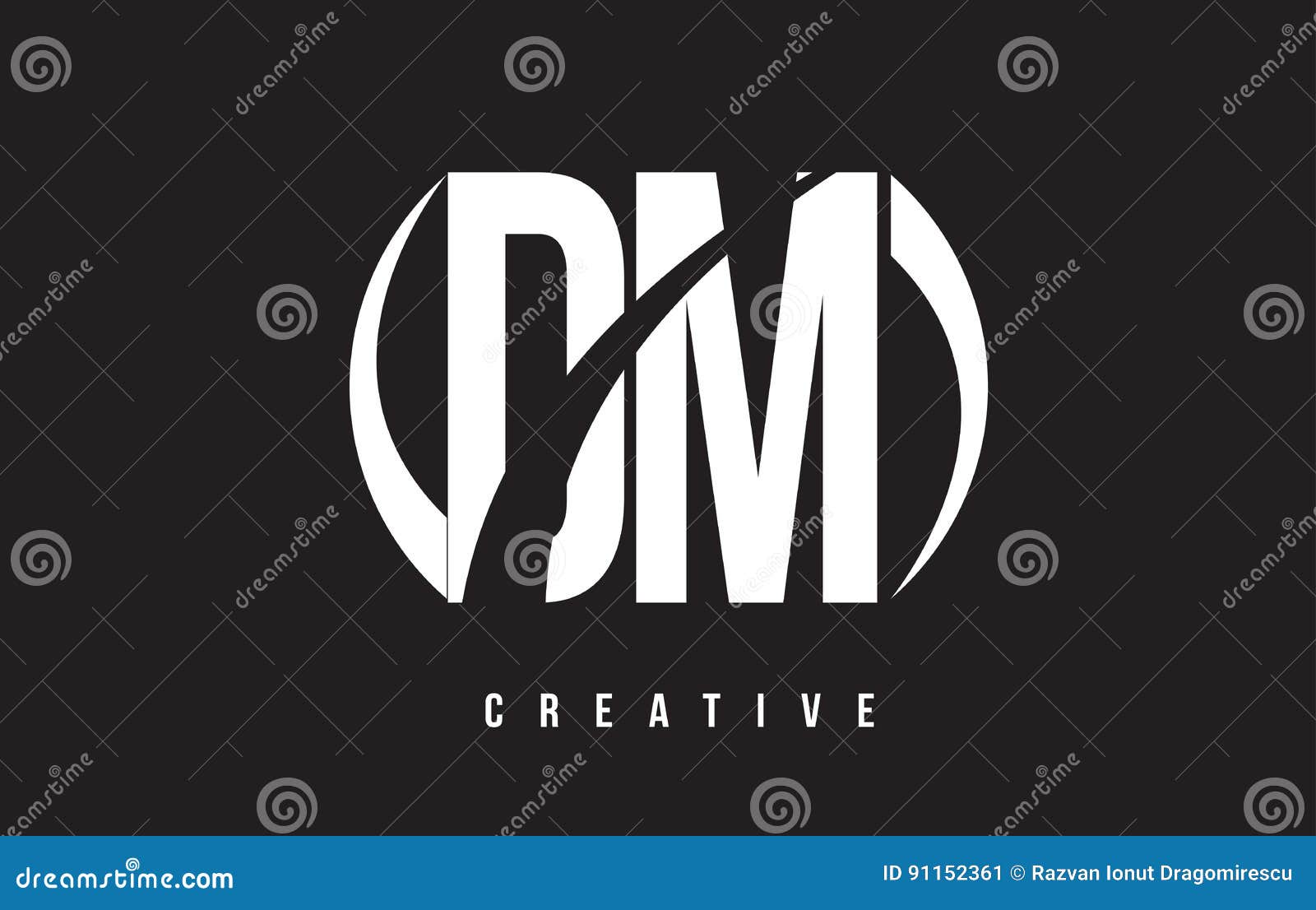 DM D M White Letter Logo Design with Black Background. Stock Vector ...