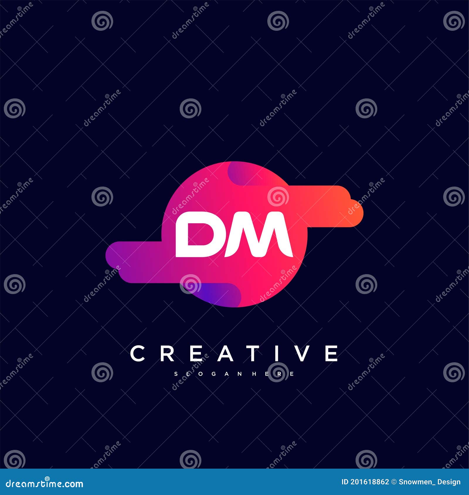 DM Initial Letter Logo Icon Design Template Elements with Wave Colorful ...