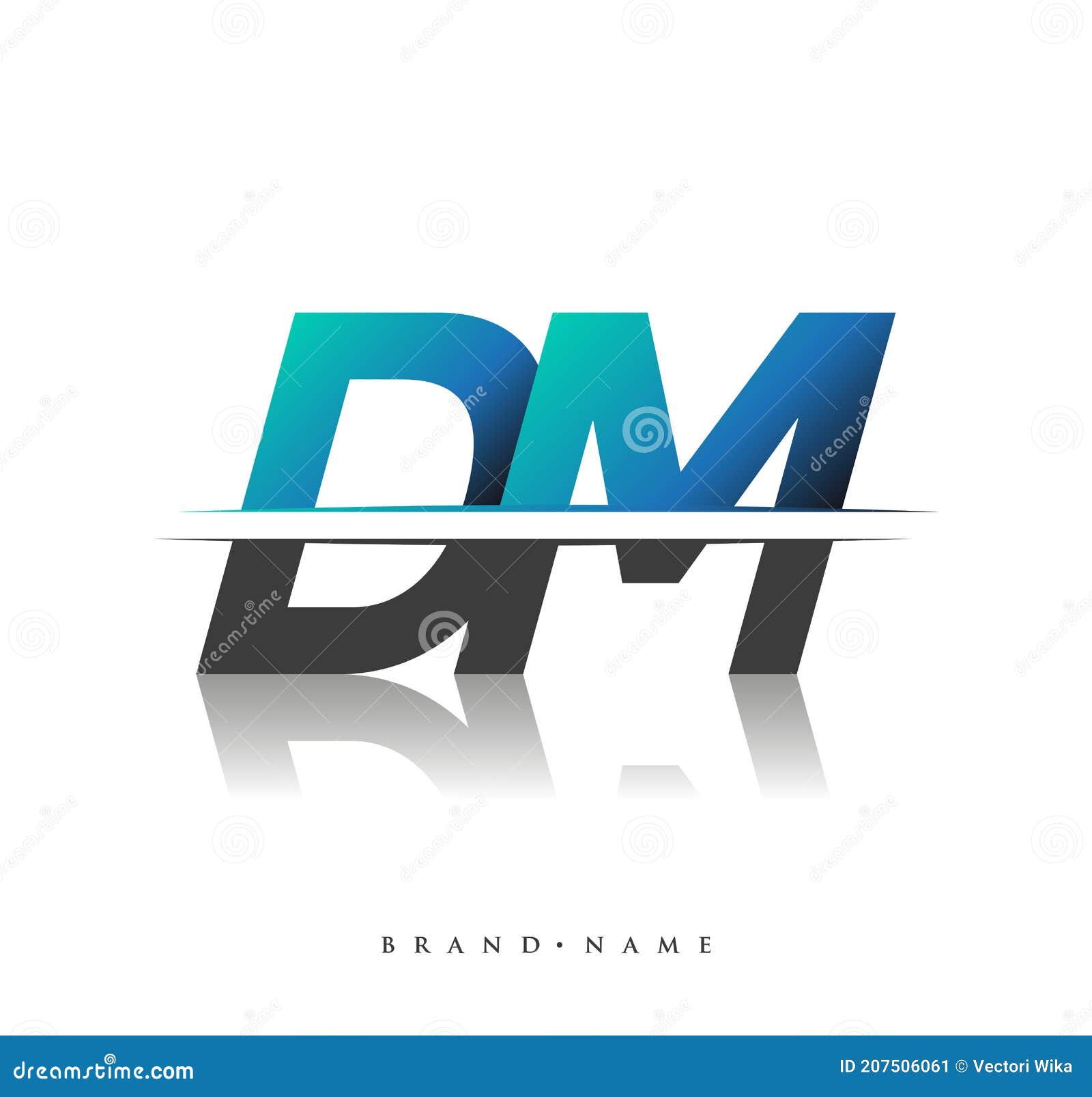 DM Initial Logo Company Name Colored Black and Blue, Simple and Modern ...