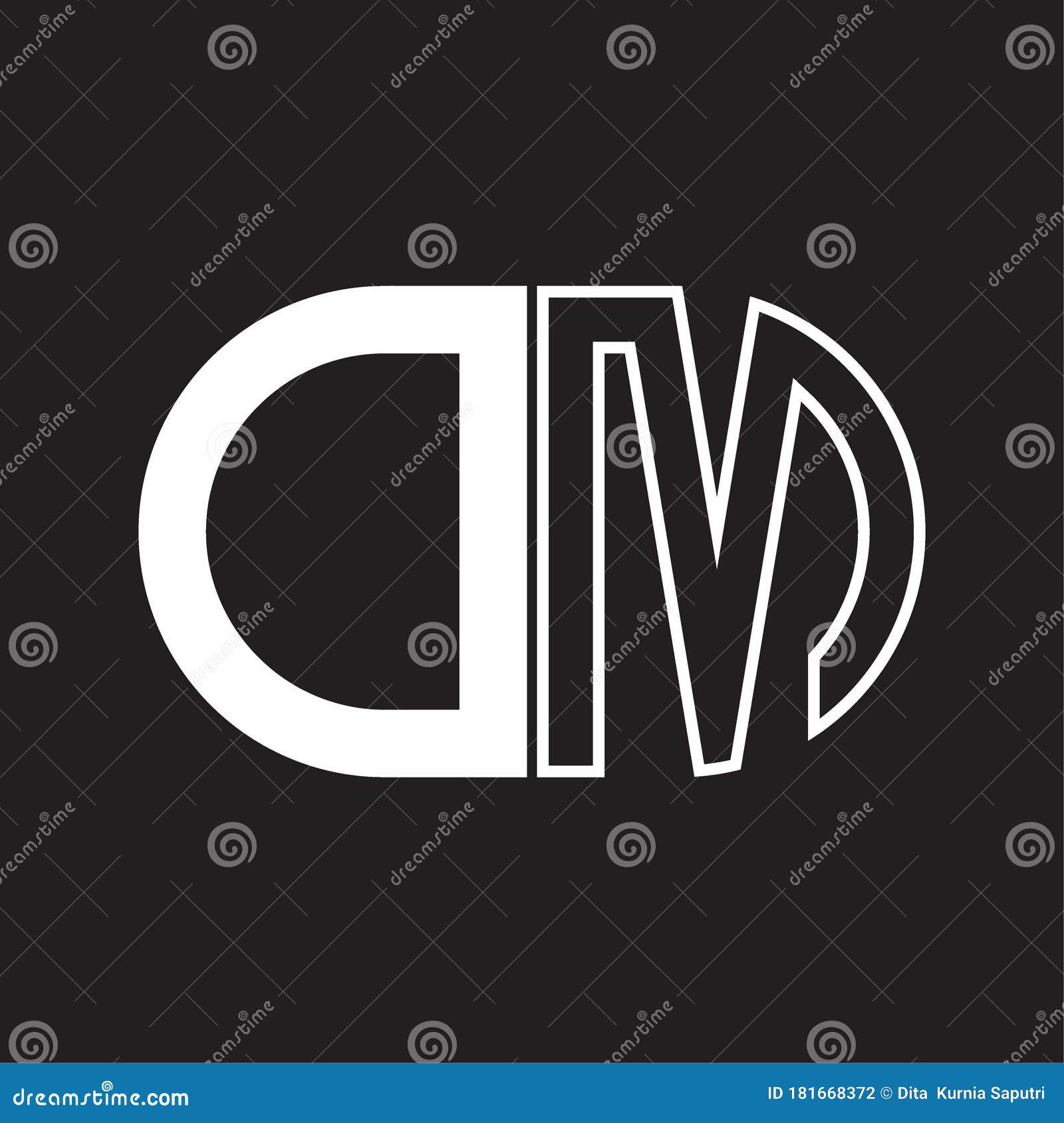 DM Letter Logo Monogram with Oval Shape Negative Space Design Template ...