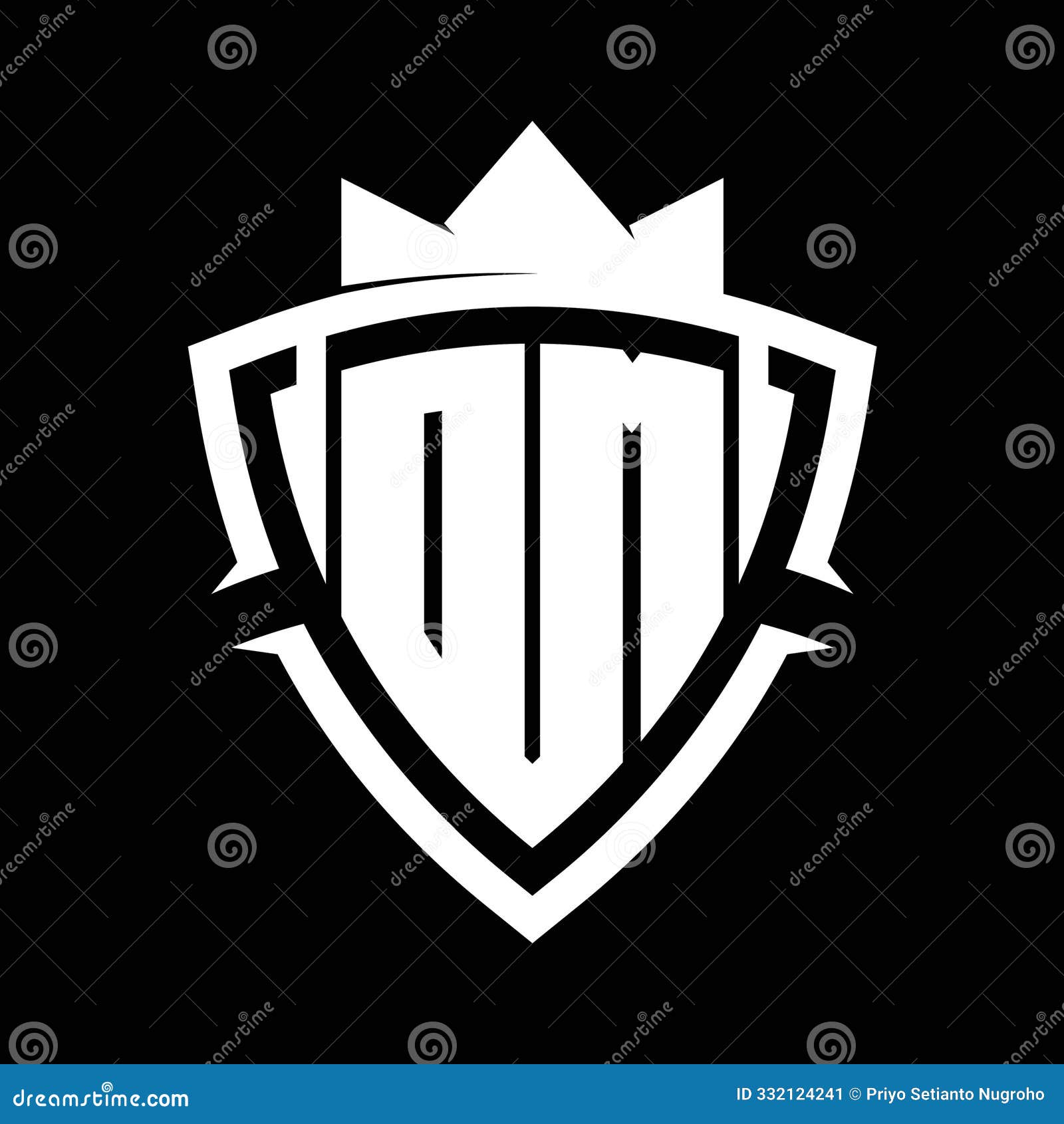 DM Letter Monogram with Triangle Curve Shield Shape with Crown White ...