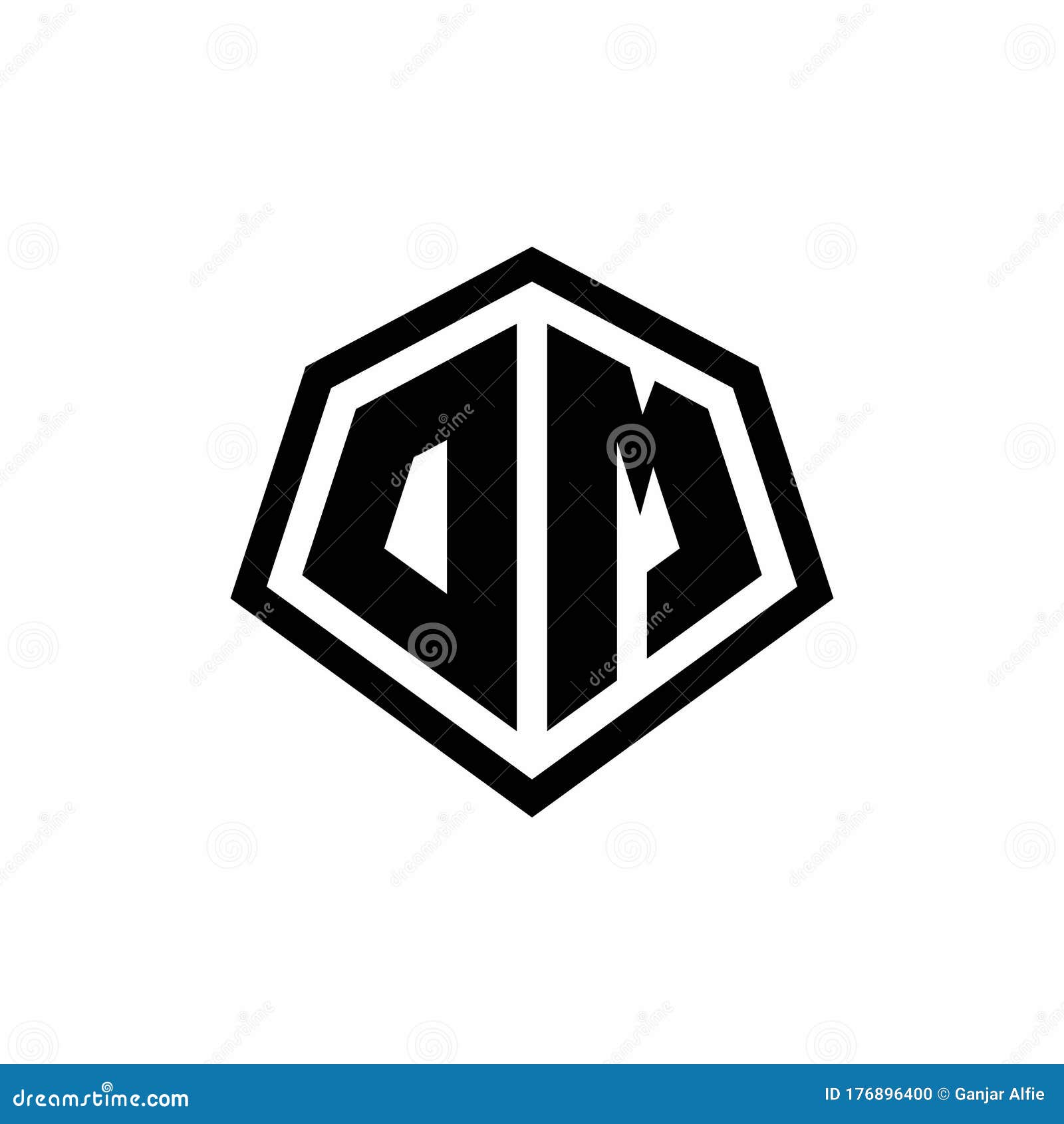 DM Monogram Logo with Hexagon Shape and Line Rounded Style Design ...