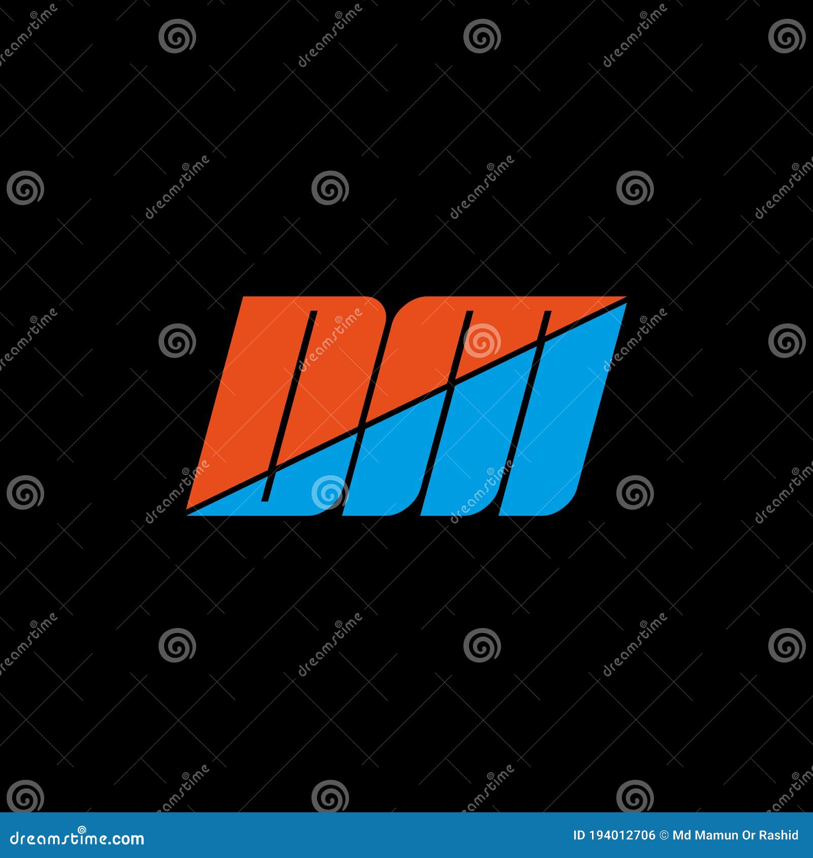 DM Orange and Blue Letter Logo. DM Letter Logo Design on Black ...