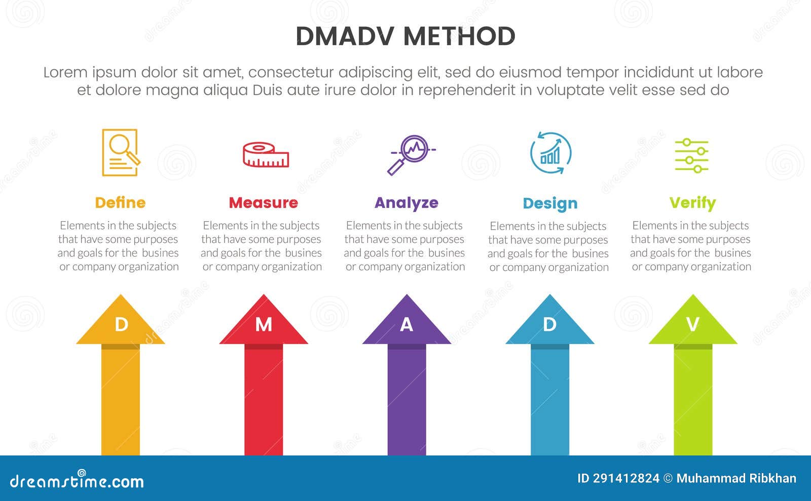 Dmadv Six Sigma Framework Methodology Infographic with Arrow Top ...