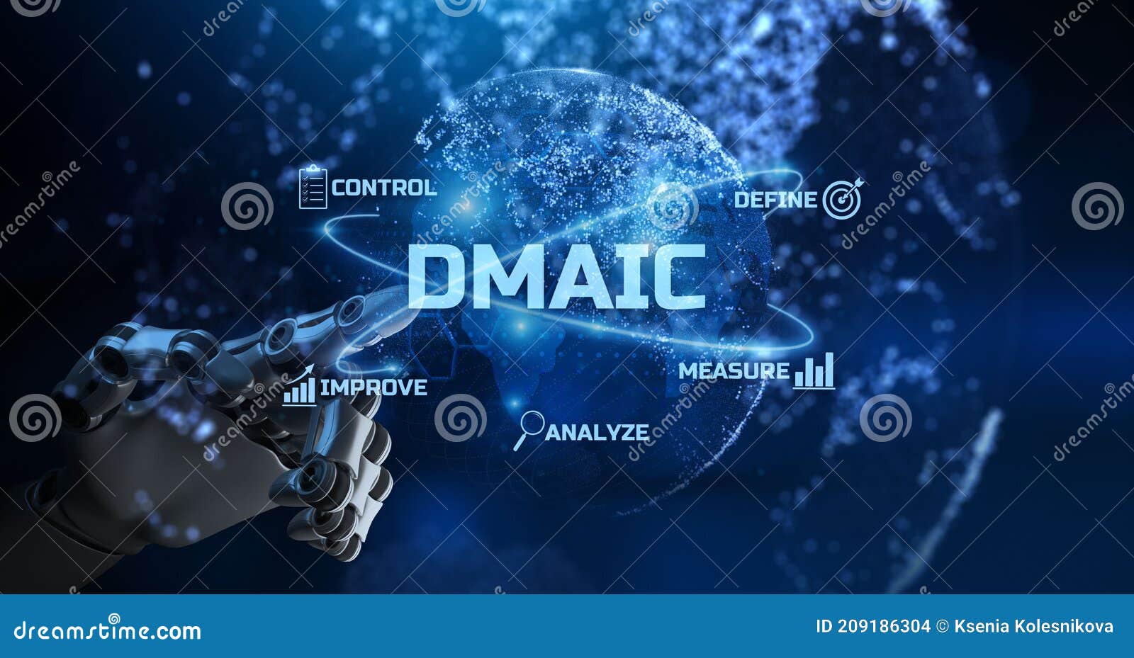 DMAIC Lean Manufacturing Six Sigma Business Technology Concept. Robotic ...