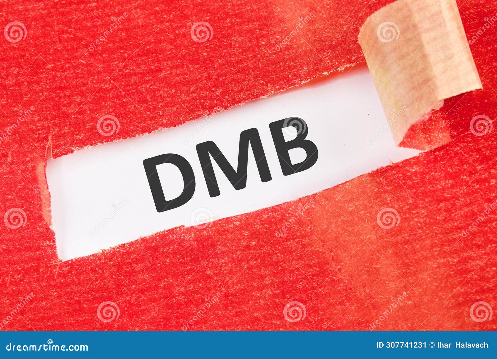 DMB the Inscription Under the Torn Paper on a White Background Stock ...