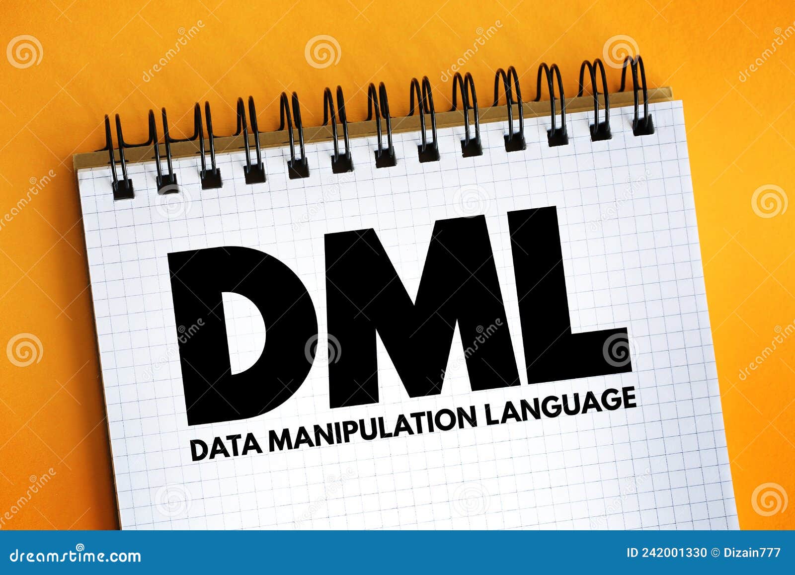 DML - Data Manipulation Language Acronym Text on Notepad, Abbreviation ...