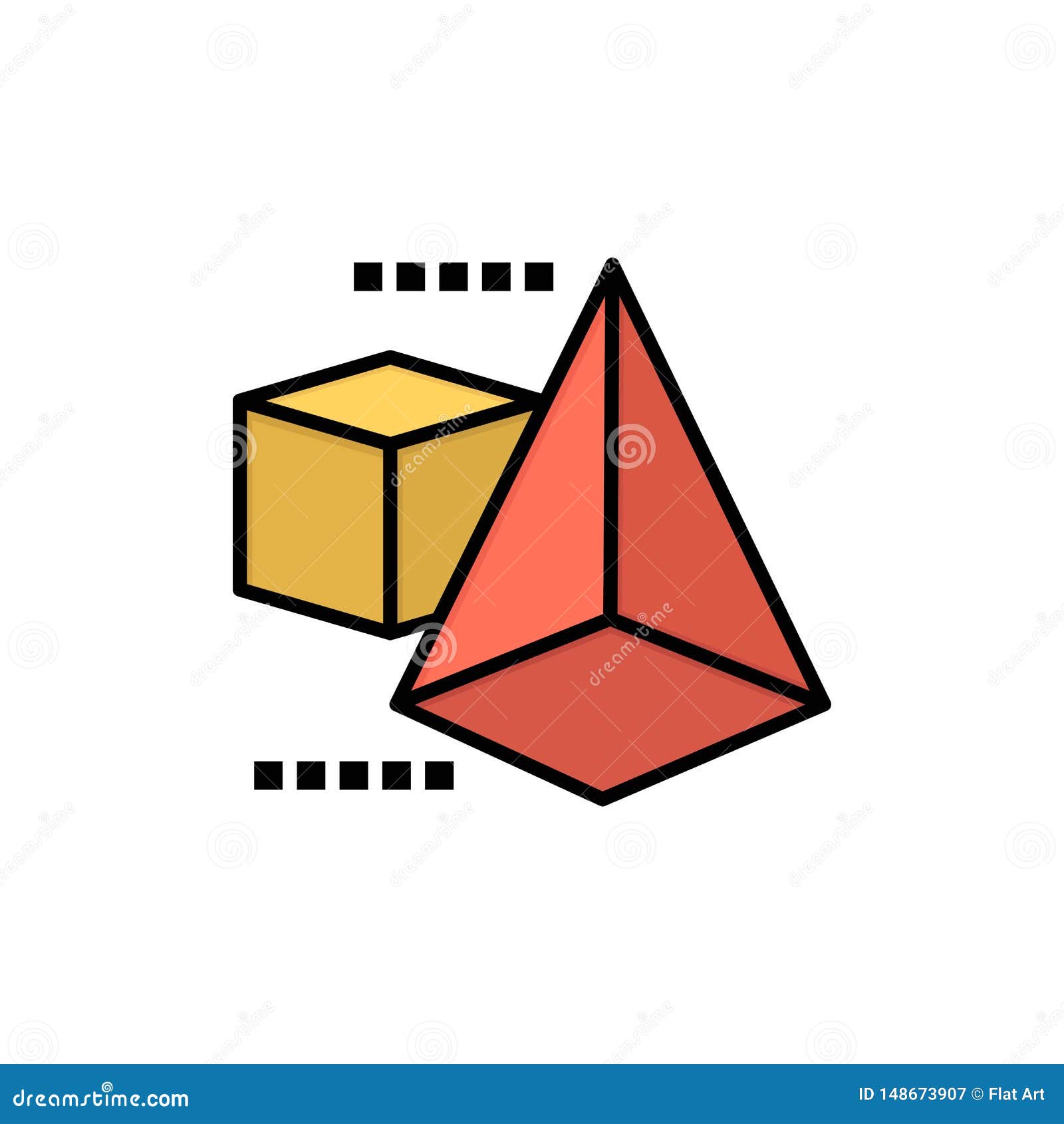 3dModel, 3d, Box, Triangle Flat Color Icon. Vector Icon Banner Template ...