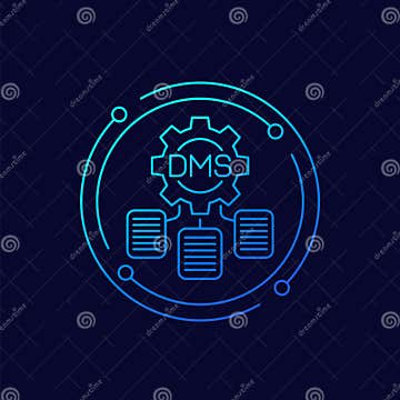 DMS, Document Management System Icon, Line Design Stock Illustration ...