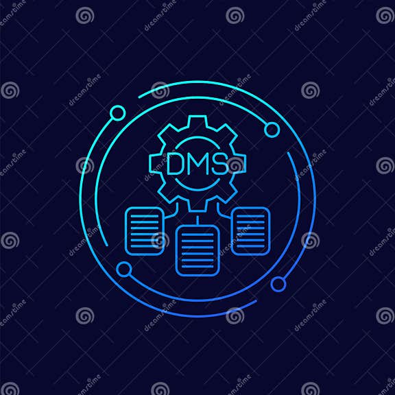 DMS, Document Management System Icon, Line Design Stock Illustration ...