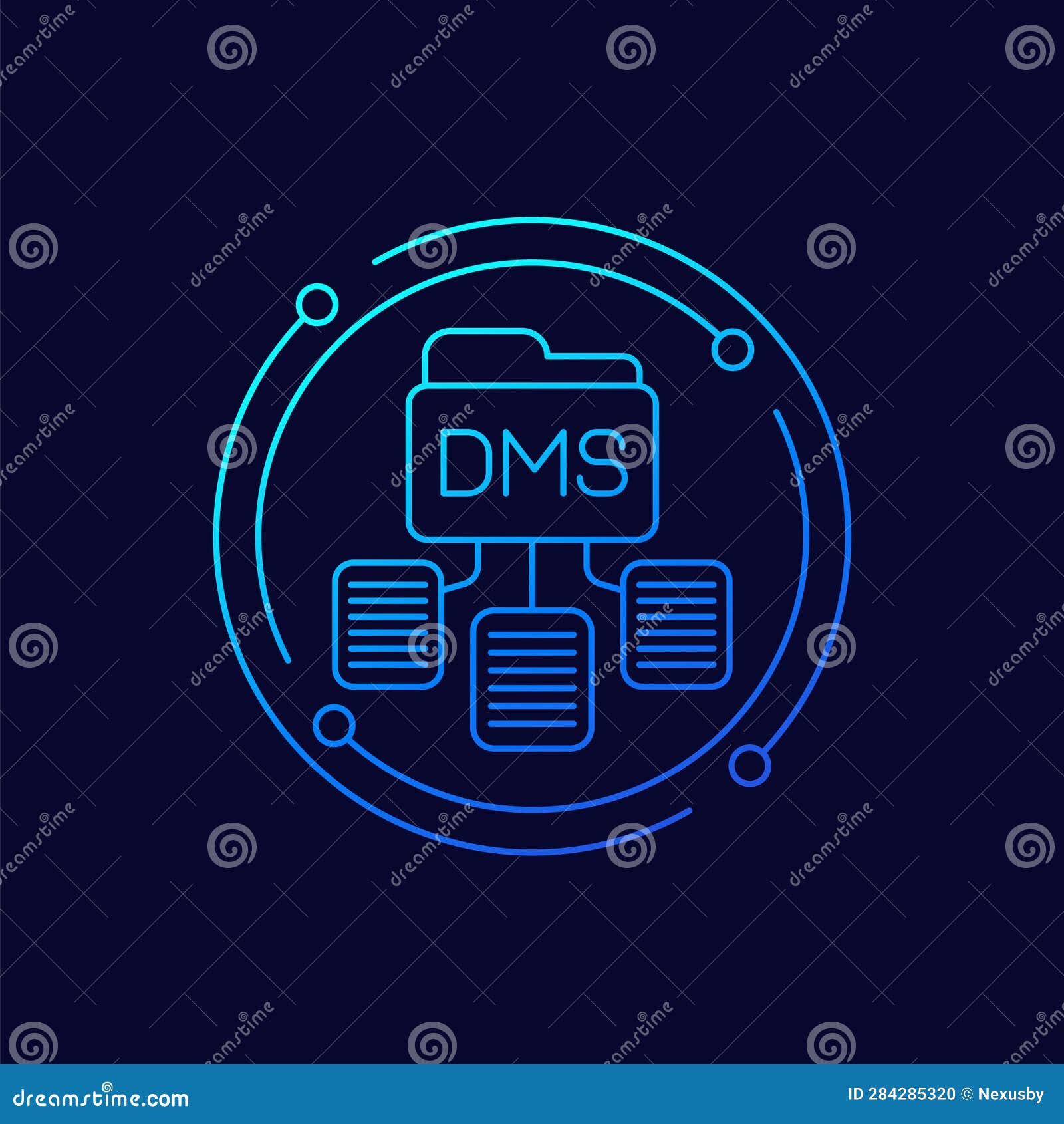 DMS, Document Management System Line Icon Stock Vector - Illustration ...