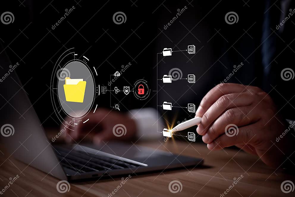 DMS, Document Security Concept. Document Management System, Data Encryption Stock Photo - Image ...