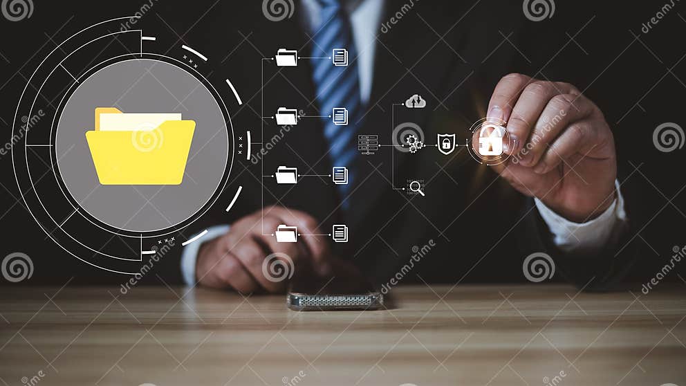 DMS, Document Security Concept. Document Management System, Data Encryption Stock Photo - Image ...