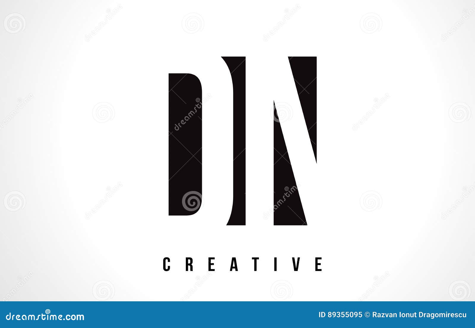 DN D N White Letter Logo Design with Black Square. Stock Vector ...