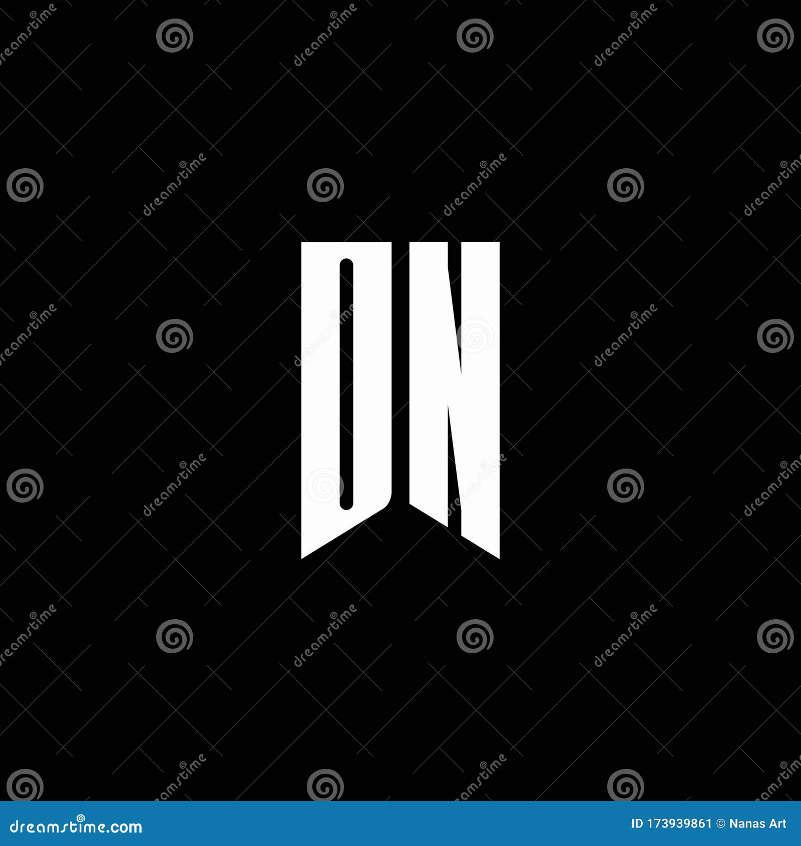 DN Logo Monogram with Emblem Style Isolated on Black Background Stock ...