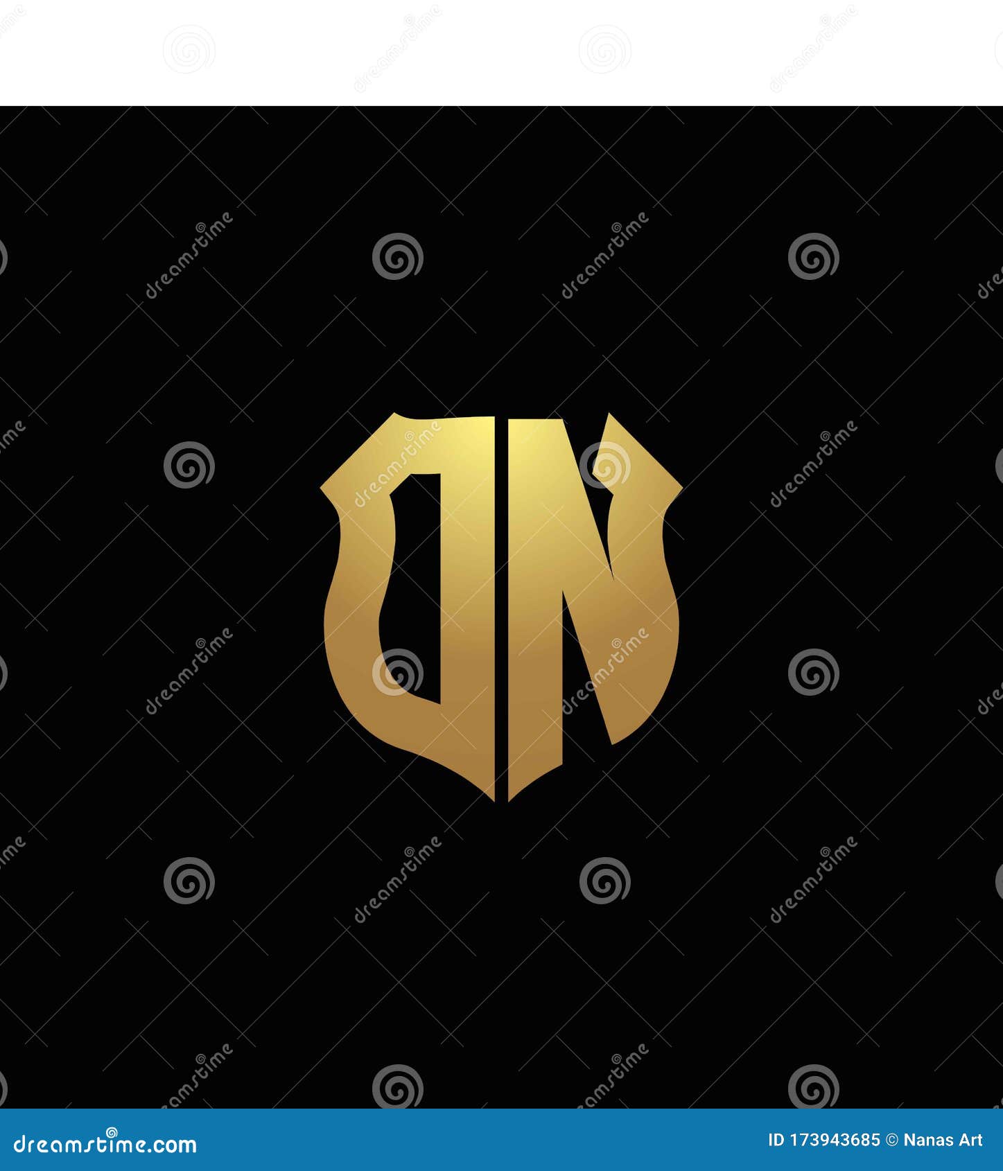 DN Logo Monogram with Gold Colors and Shield Shape Design Template ...