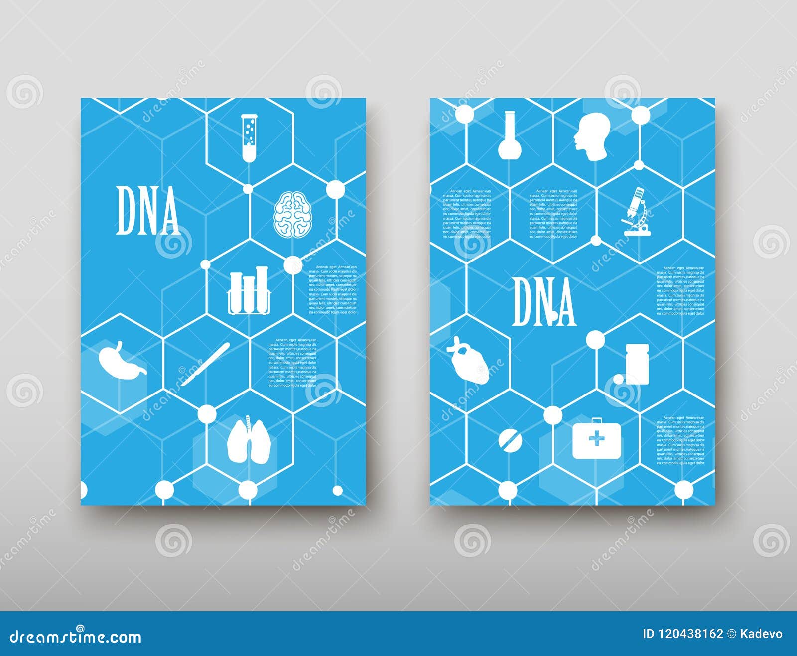 DNA Abstract Geometric Background, Layout in A4 Set Technology Brochure ...