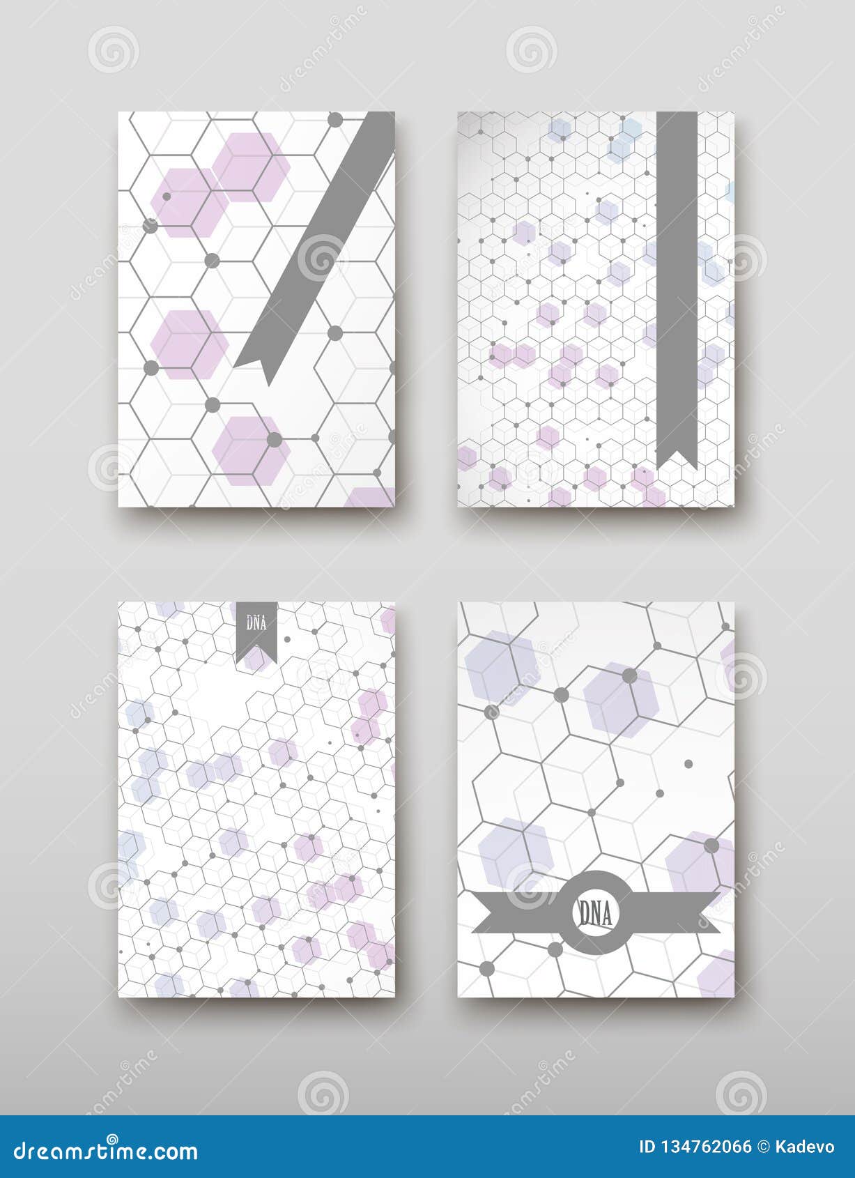 DNA Abstract Geometric Background, Layout in A4 Set Technology Brochure ...