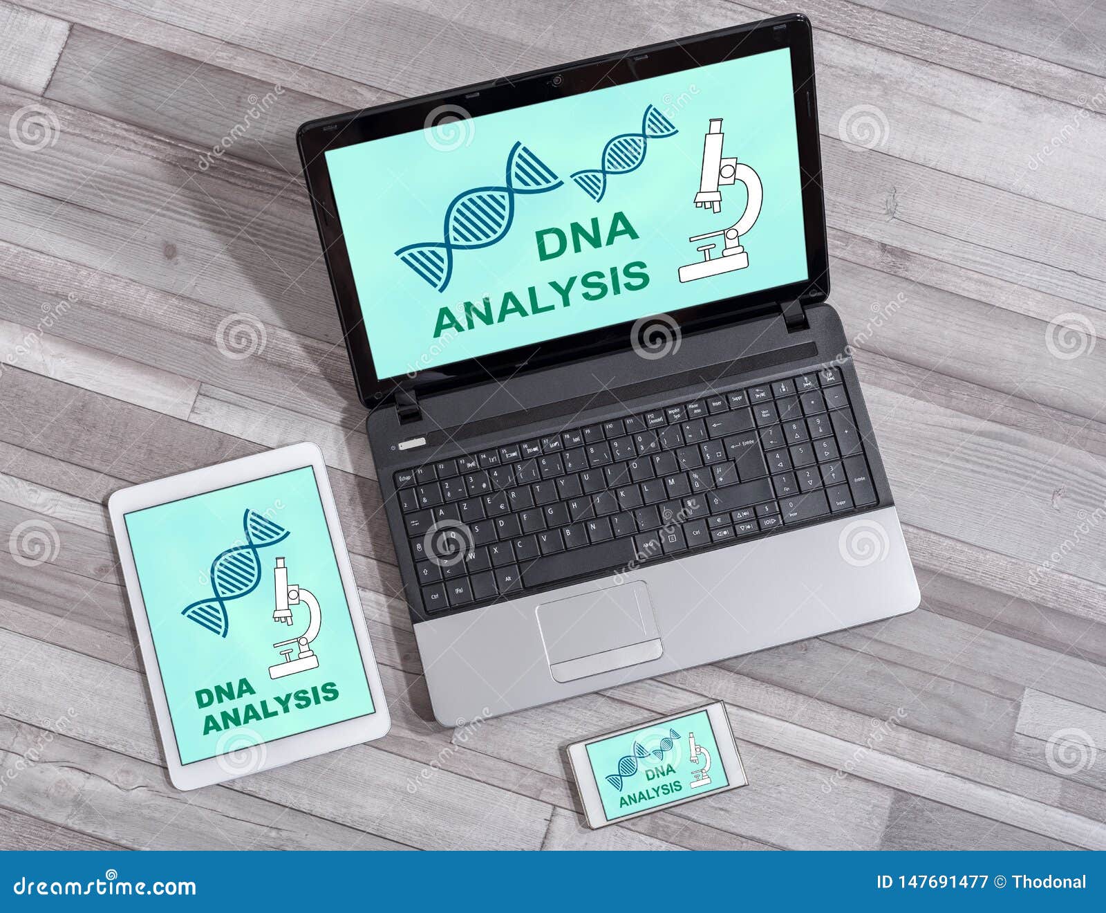 Dna Analysis Concept on Different Devices Stock Image - Image of multi ...