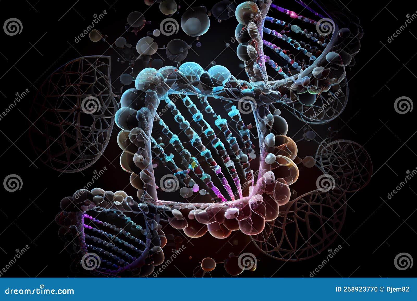 Dna, Atom, Neurons Created with Generative Ai Stock Photo - Image of ...