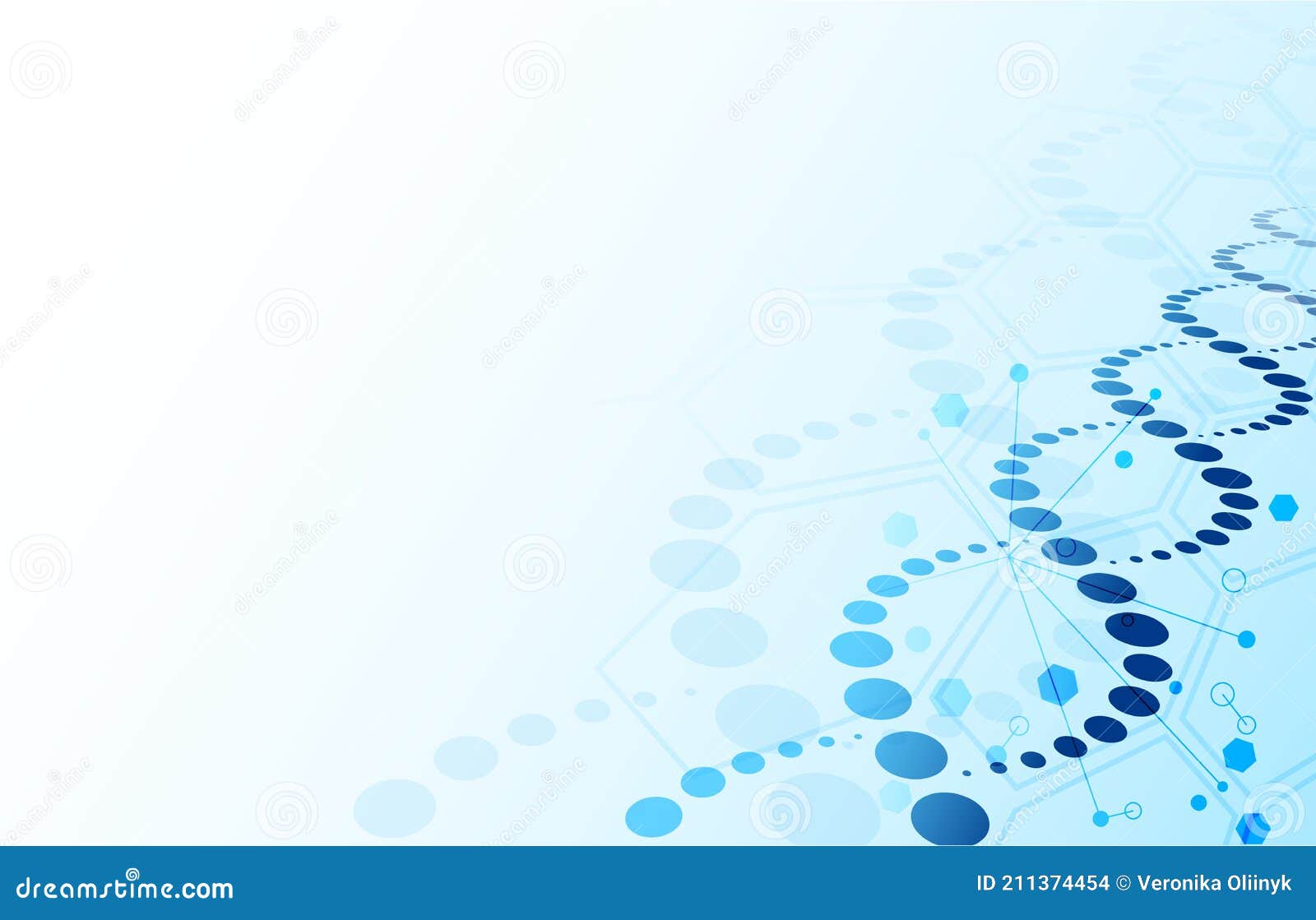 DNA Background. Blue Abstract Helix Biotechnology and Hexagon Molecular ...