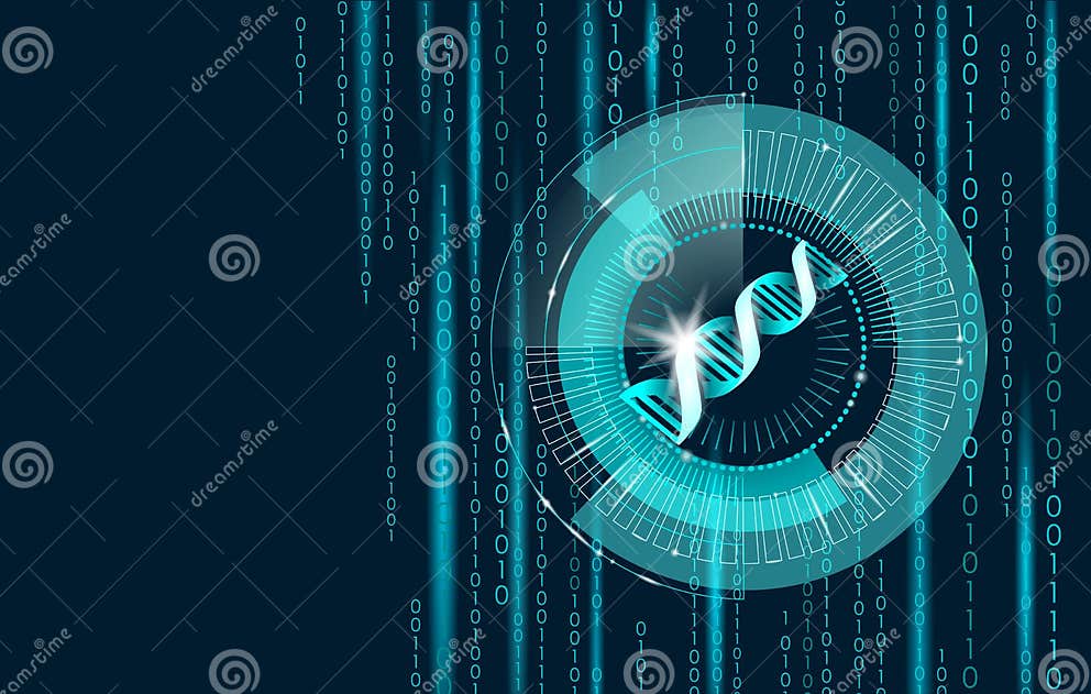 DNA Binary Code Future Computer Technology Concept. Genome Science Structure Modified GMO ...