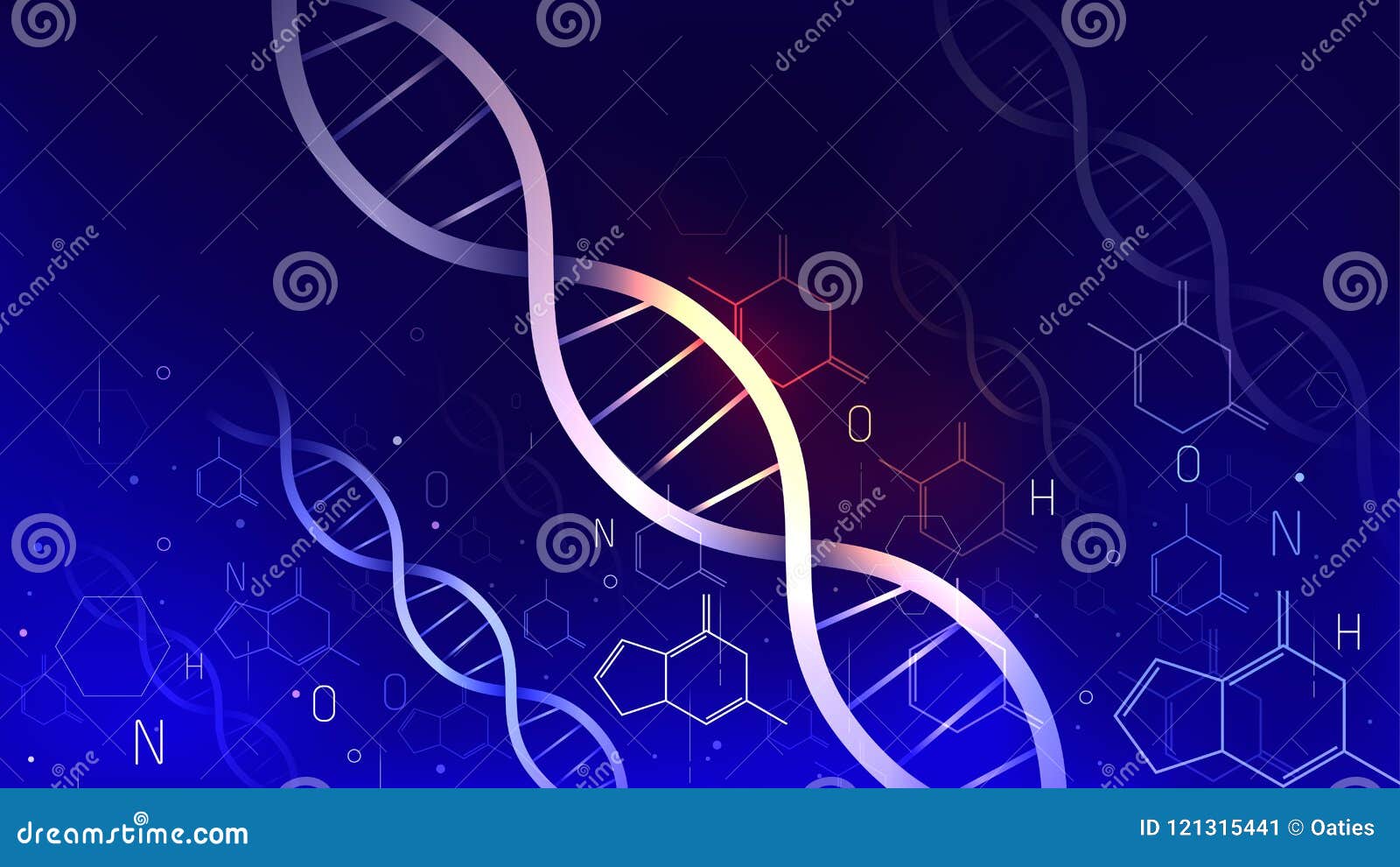 DNA Biochemistry Concept Blue Colour Background Vector Stock Vector ...