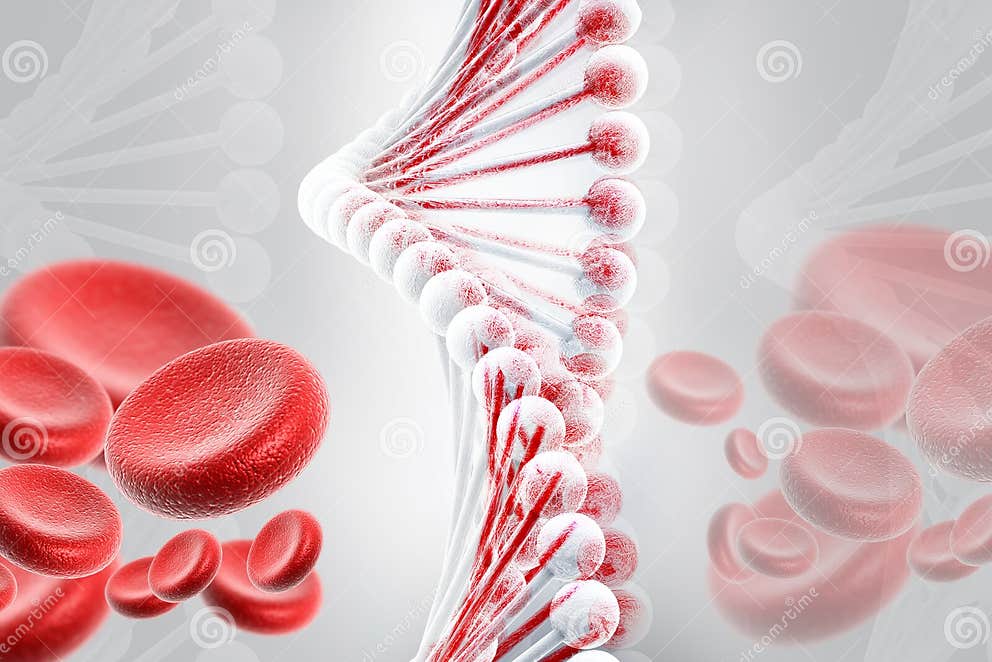 DNA with blood cells stock illustration. Illustration of chemically ...