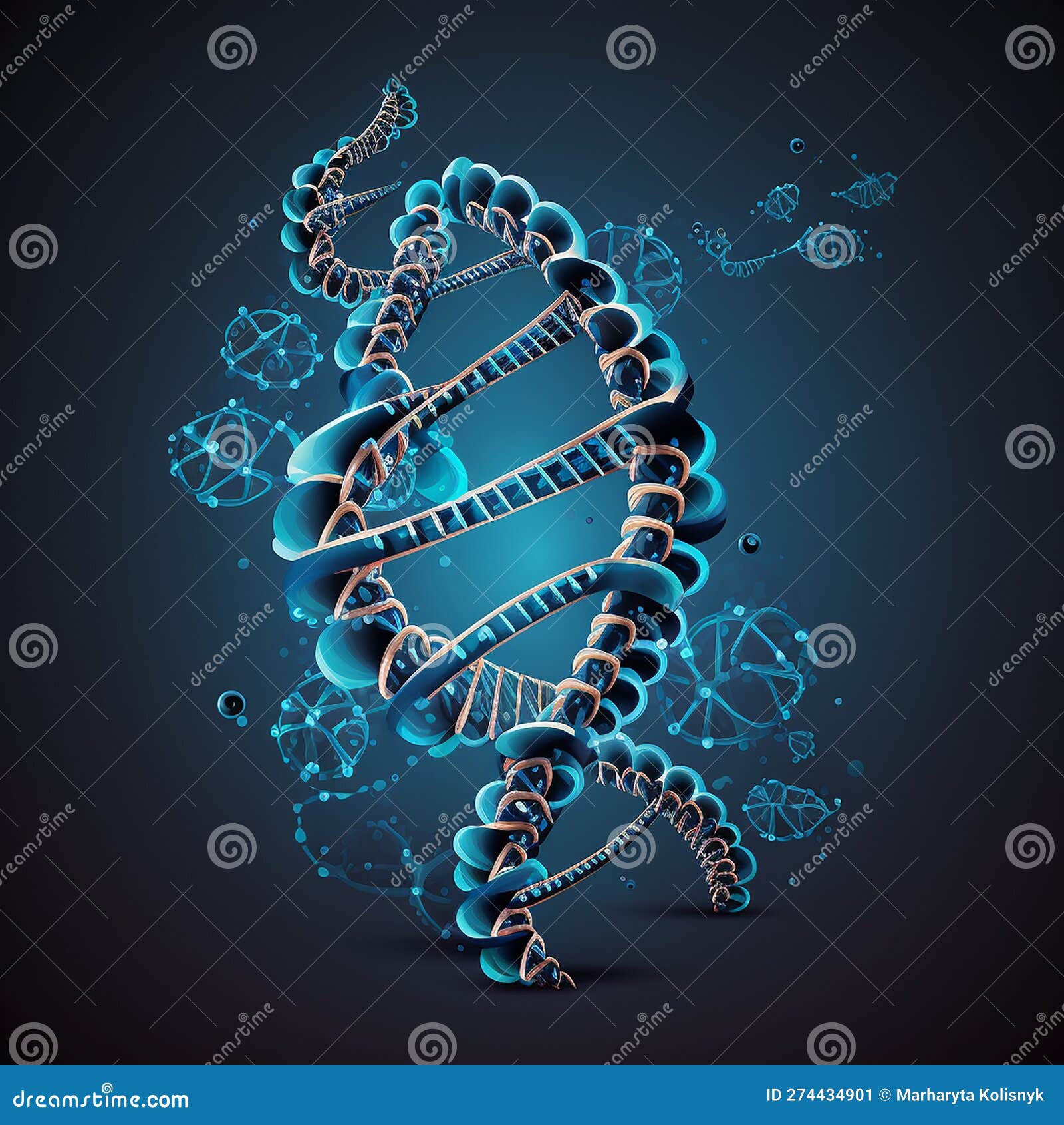 Dna on blue background 1 stock illustration. Illustration of life ...