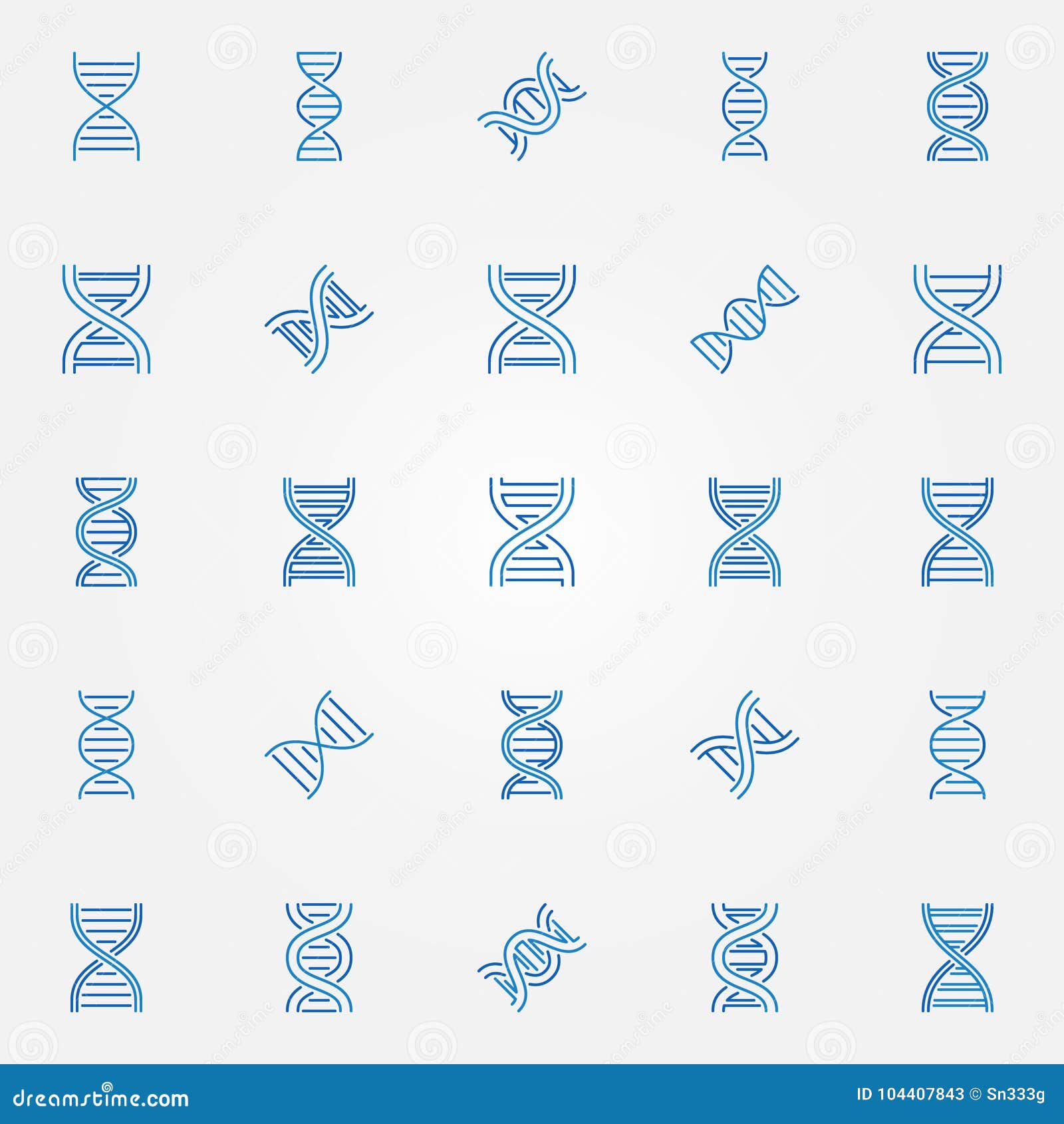 DNA Blue Line Vector Icons Set Stock Vector - Illustration of medicine ...