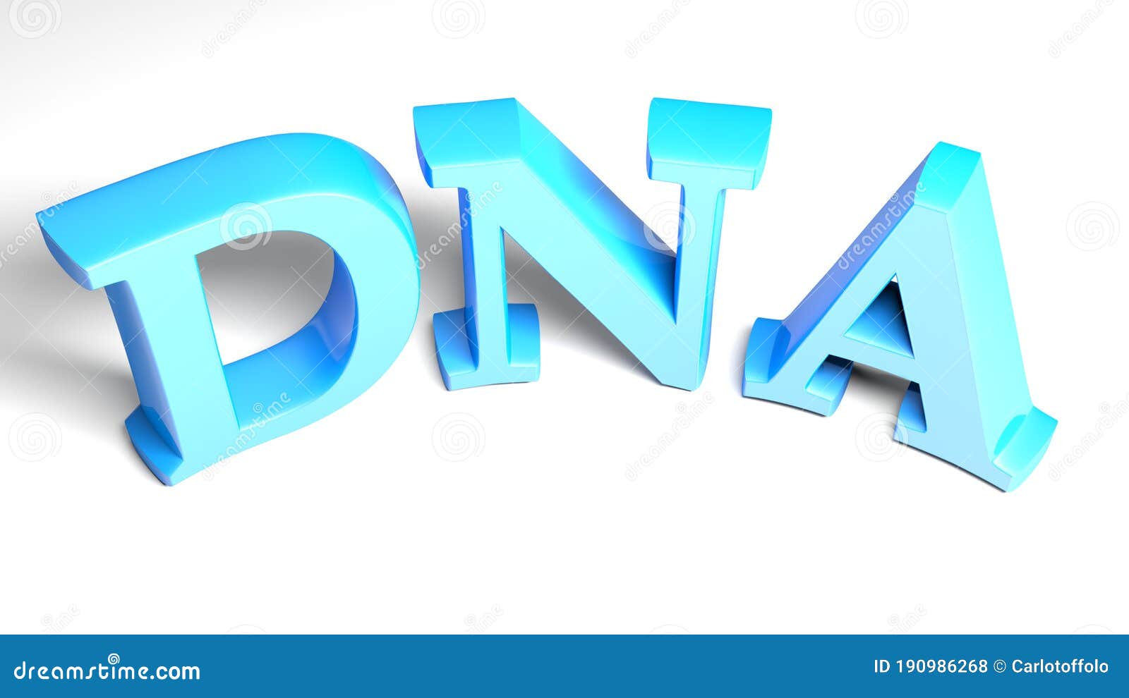 DNA Blue Write on White Background - 3D Rendering Illustration Stock ...