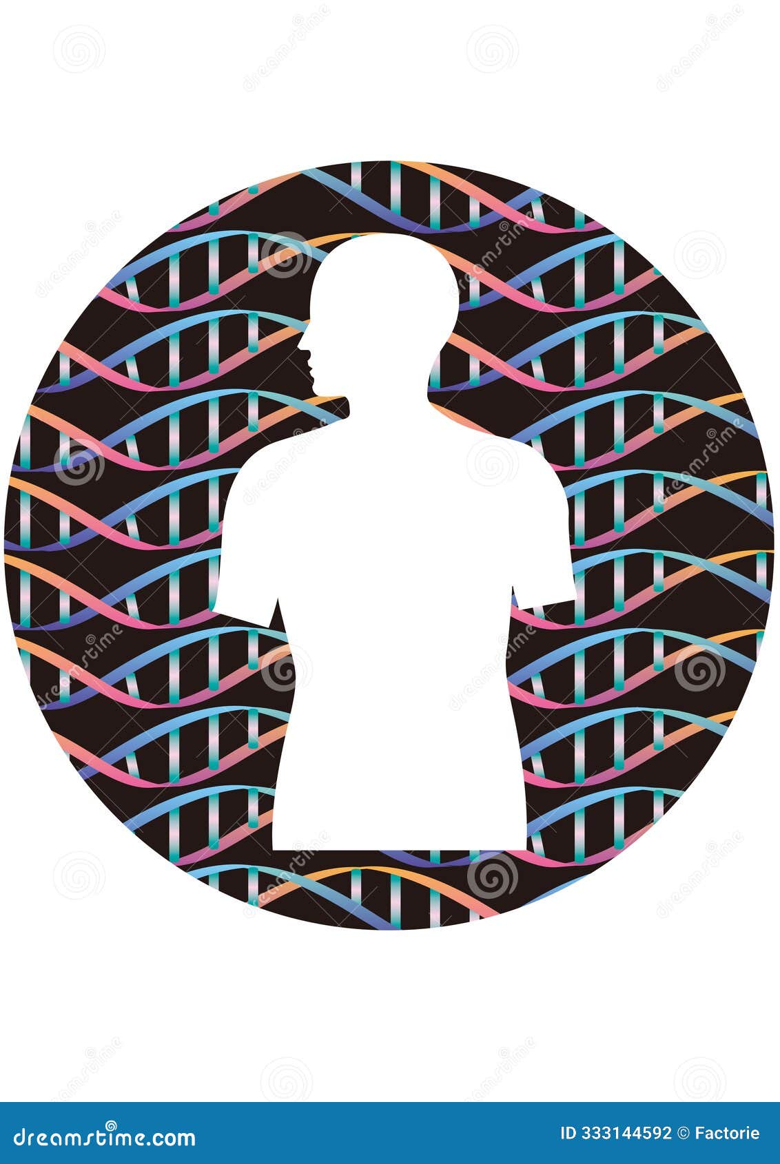 Human Upper Body Silhouette Facing Sideways And DNA Double Helix ...