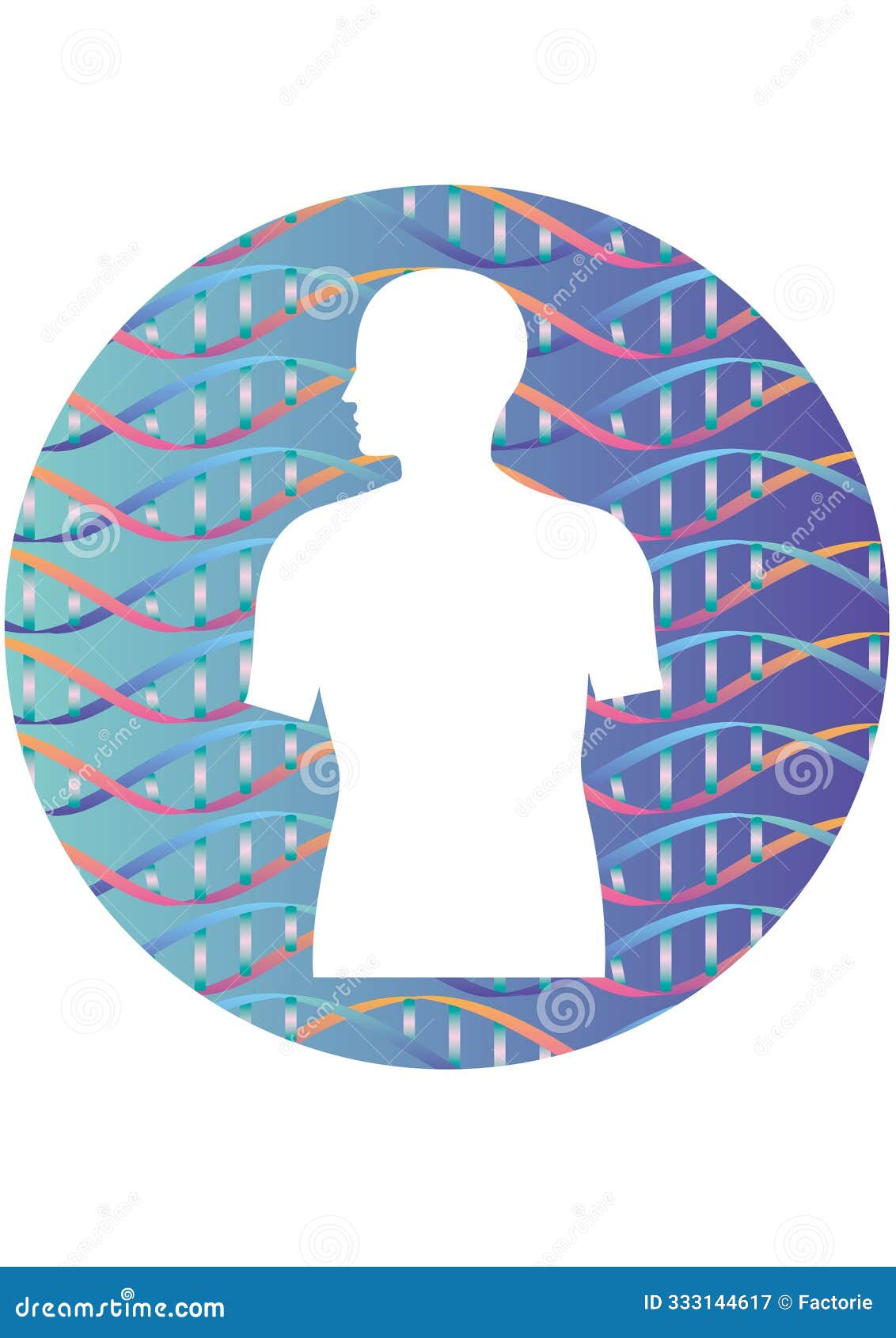 Human Upper Body Silhouette Facing Sideways and DNA Double Helix ...