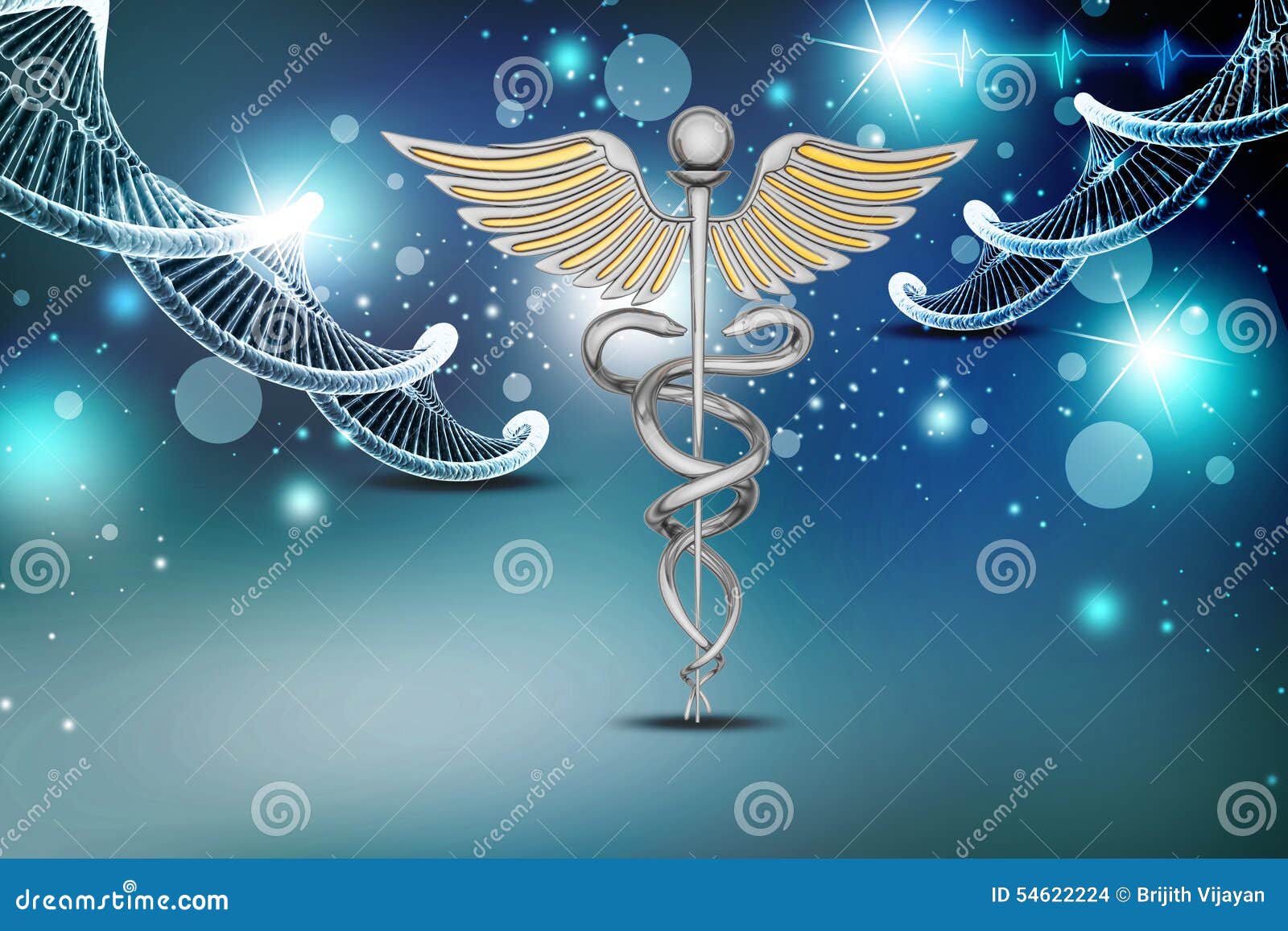 Dna and caduceus sign stock illustration. Illustration of background ...
