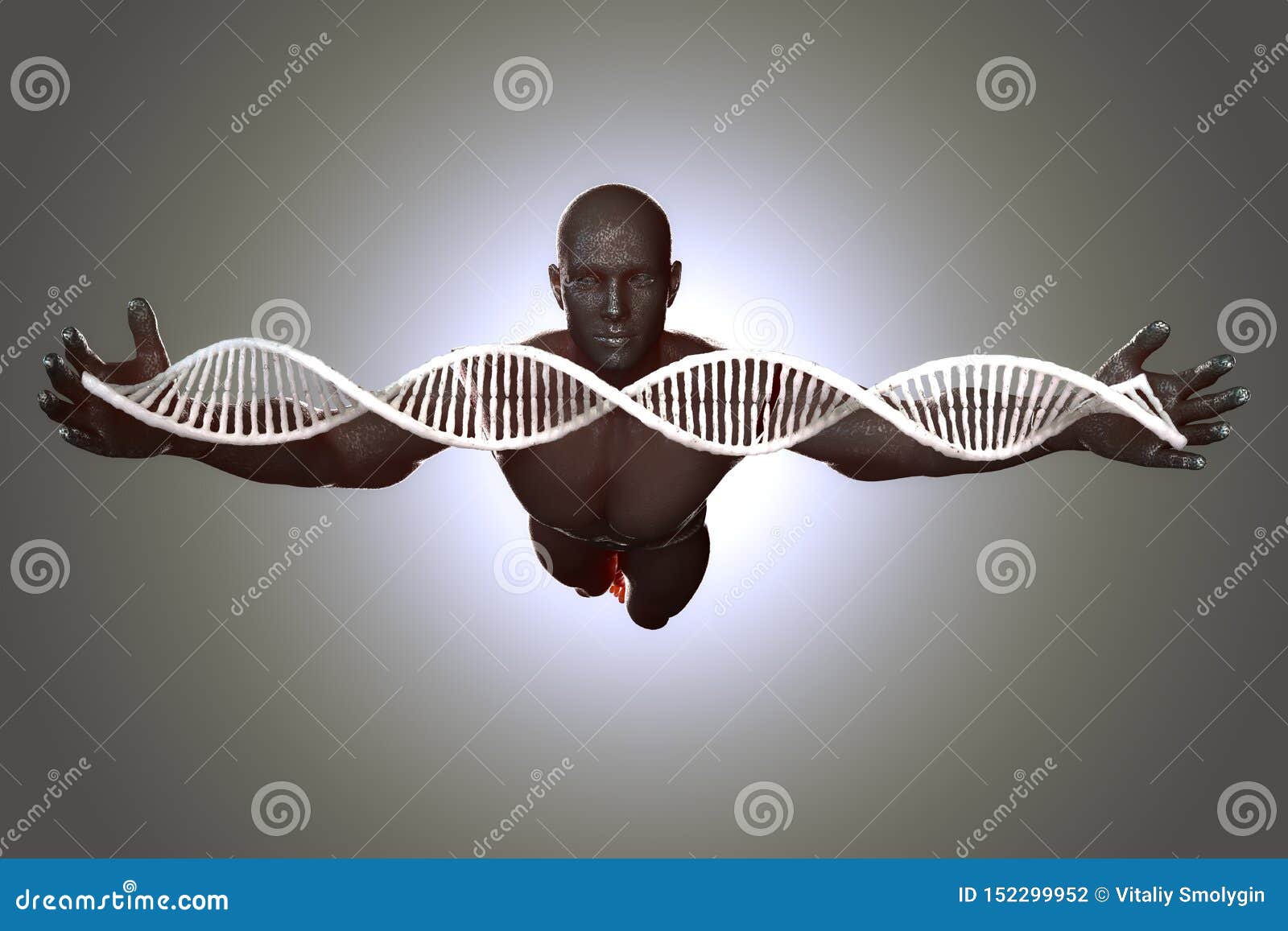 DNA Molecules and Men in 3D Illustration. Stock Illustration ...