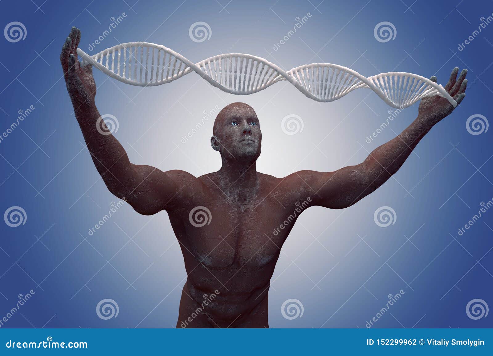 DNA Molecules and Men in 3D Illustration. Stock Illustration ...