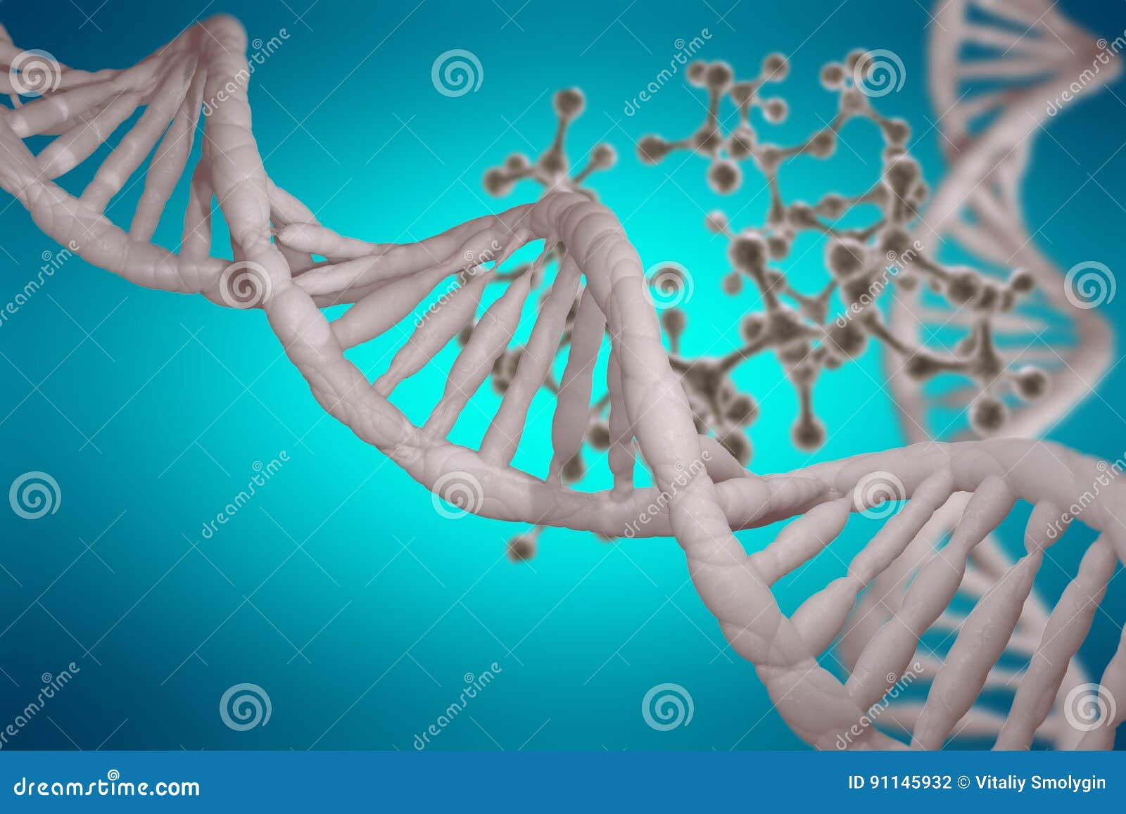 DNA Cell Model Research Concept, 3D Rendering Stock Illustration ...