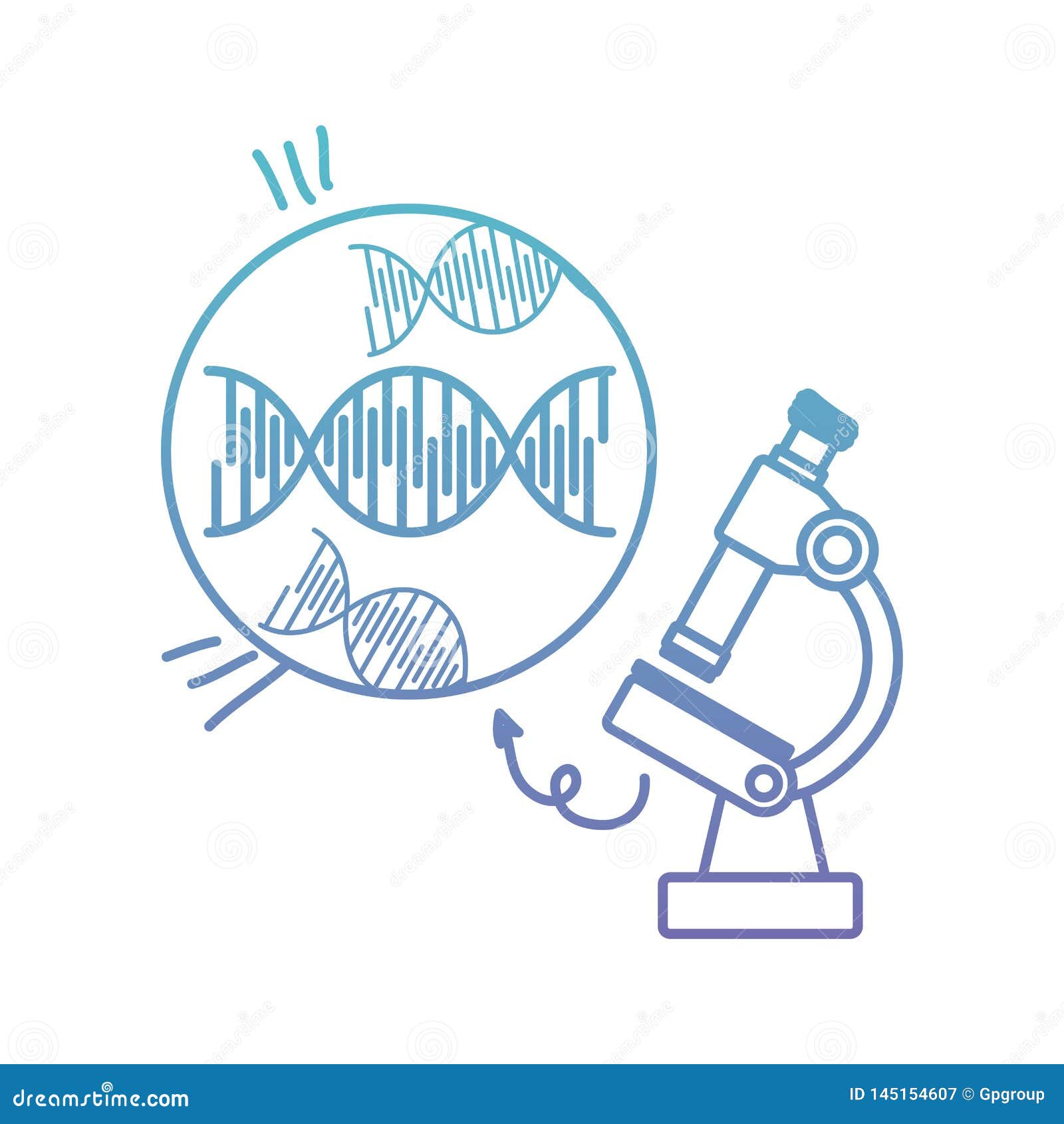 Dna chain with microscope stock vector. Illustration of genome - 145154607