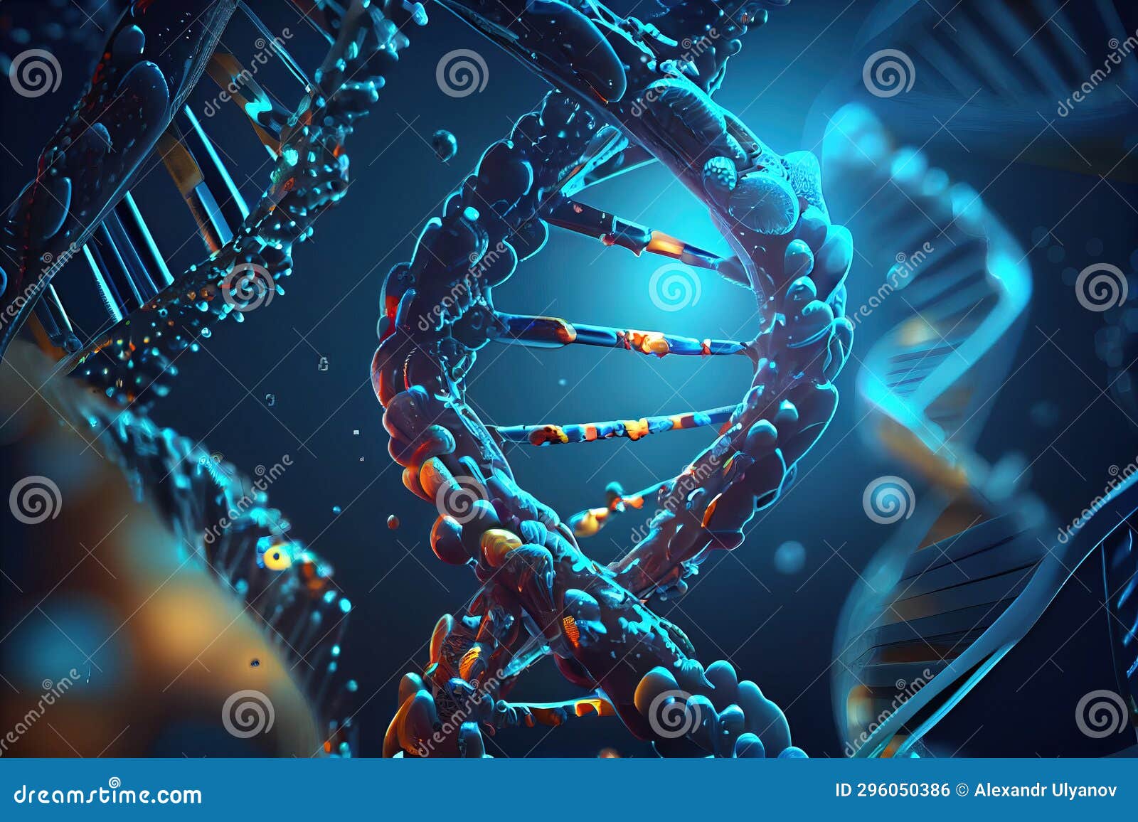DNA Molecules on the Beautiful Backdrop, Generative AI Stock Photo ...