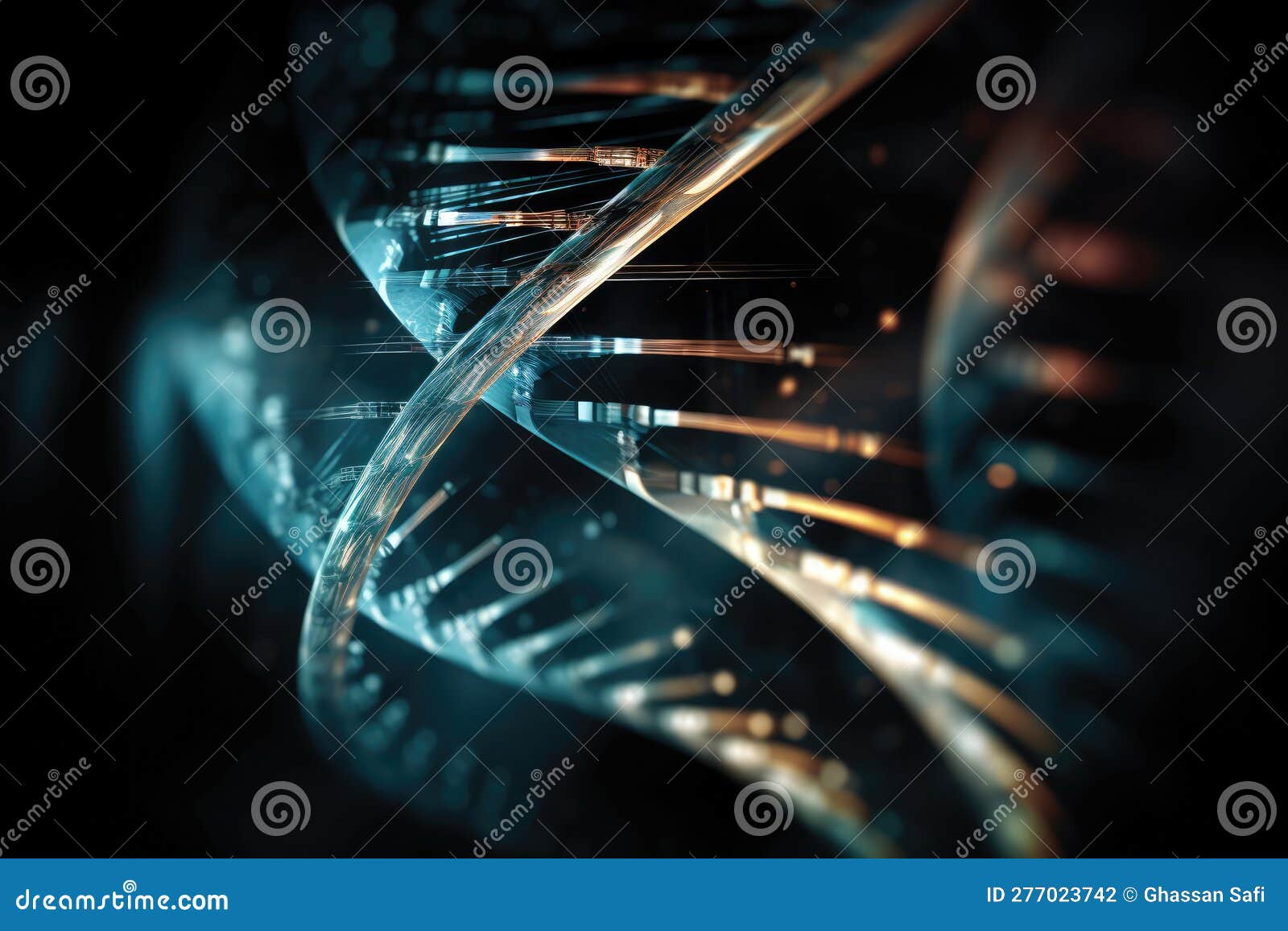 DNA Chains within a Dark Colored Liquid Medium Stock Illustration ...