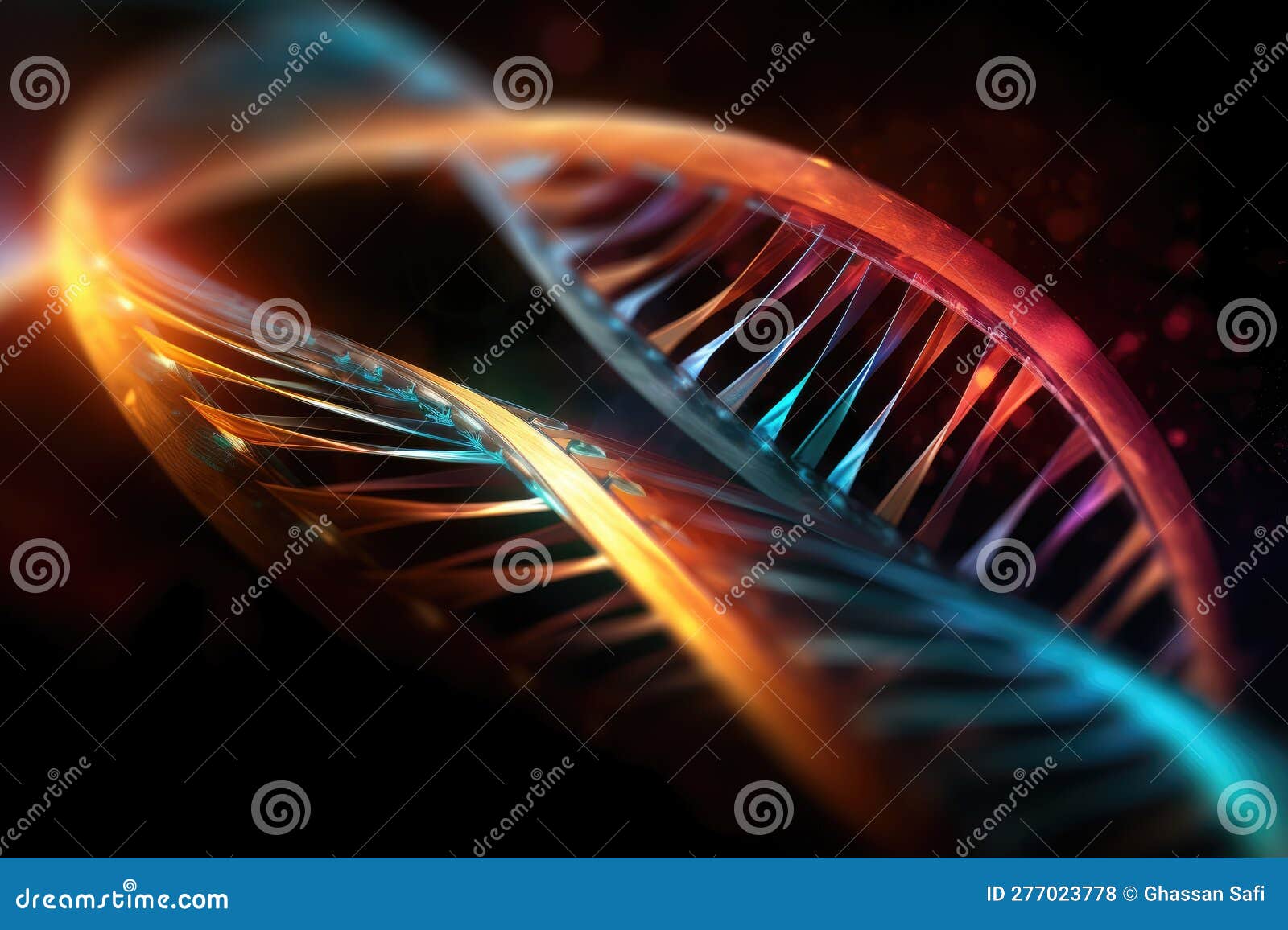 DNA Chains within a Dark Colored Liquid Medium Stock Illustration ...