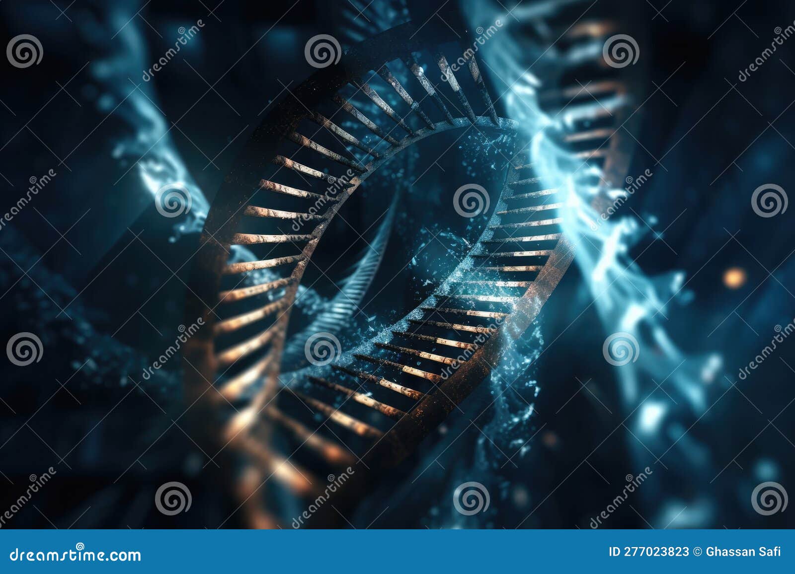 DNA Chains within a Dark Colored Liquid Medium Stock Illustration ...