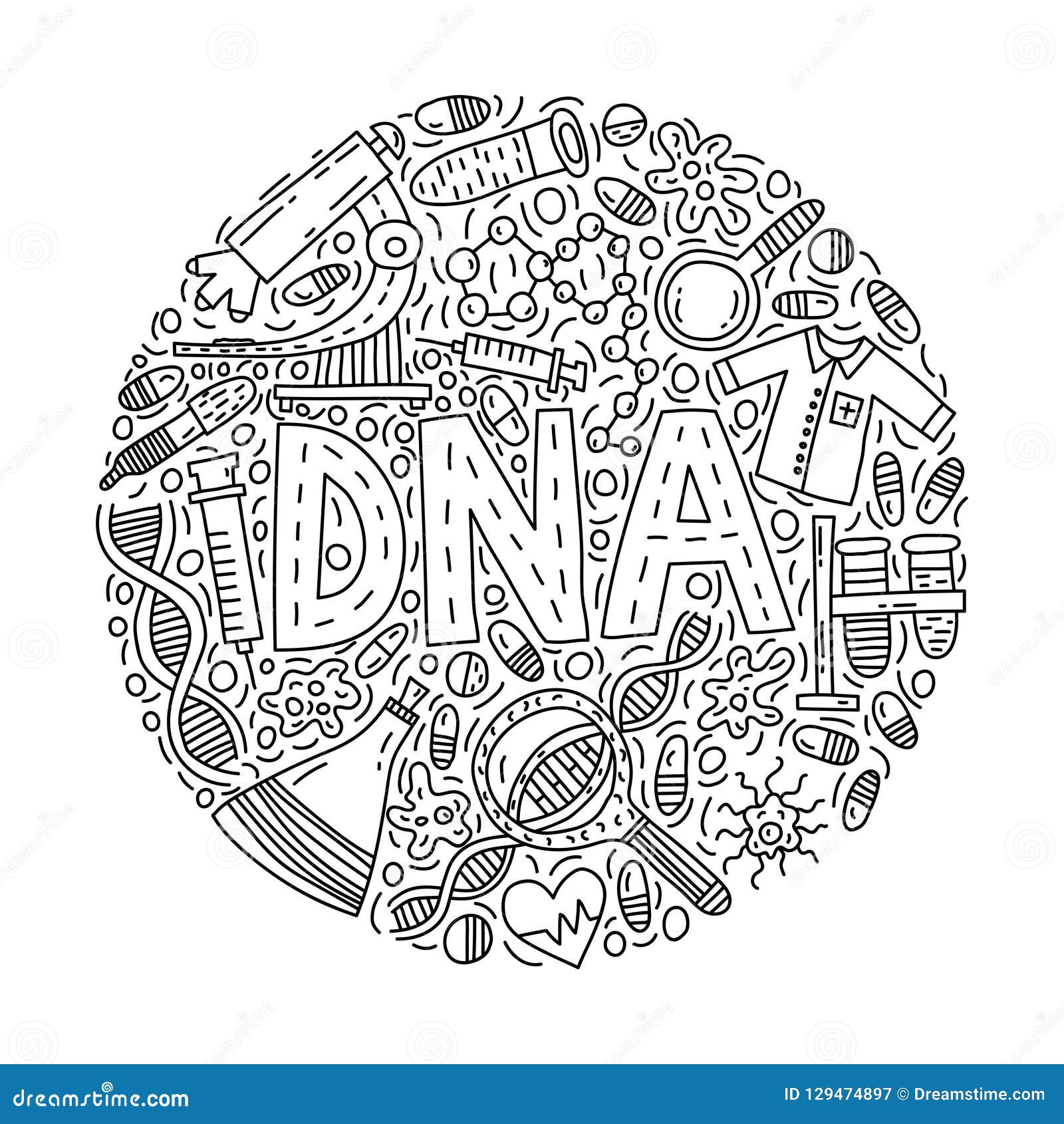 DNA. Circle Doodle Illustration Stock Vector - Illustration of ...
