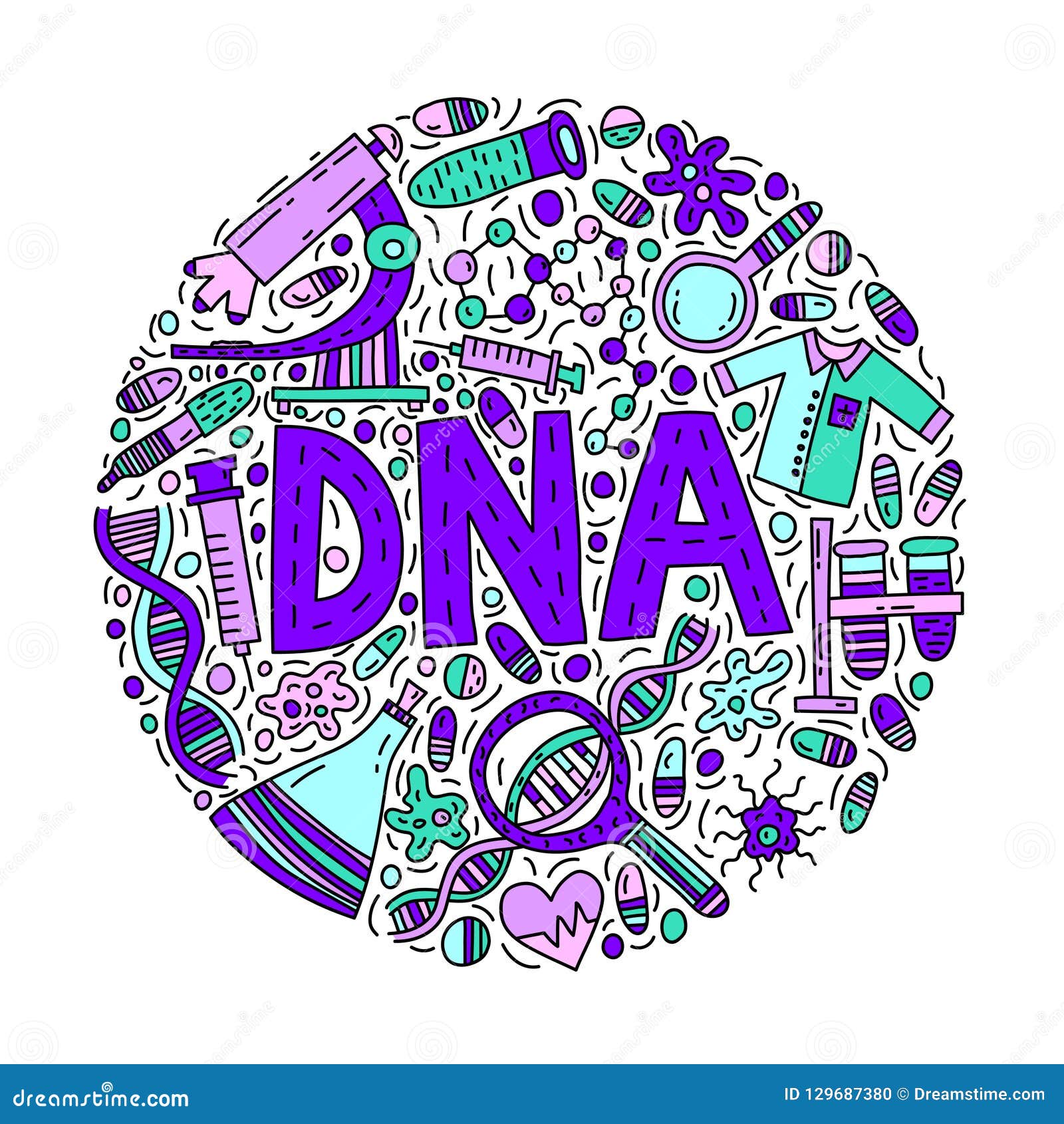 DNA. Circle Doodle Illustration Stock Vector - Illustration of genetic ...