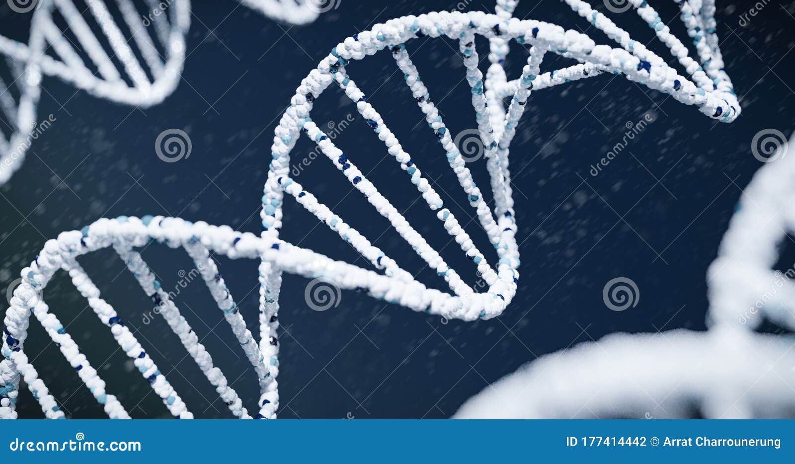 DNA Close Up on Blue Background., 3D Rendering Stock Illustration ...