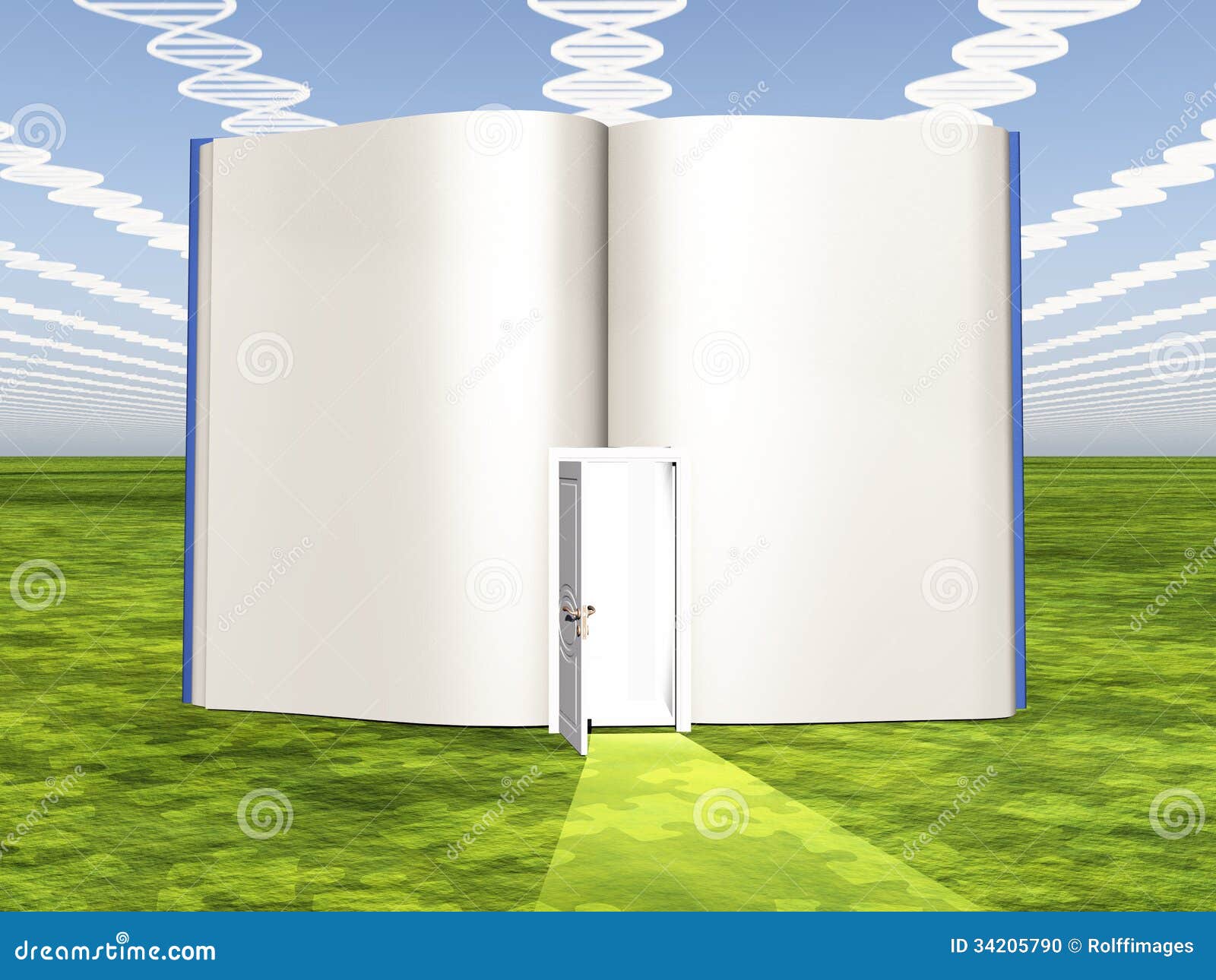 DNA clouds with open book stock illustration. Illustration of education ...